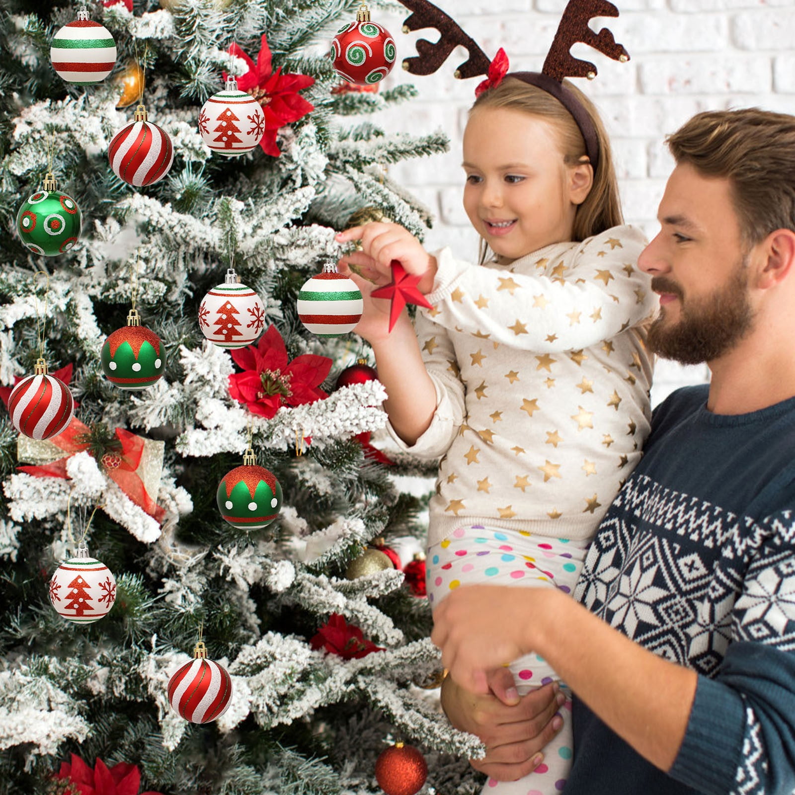pathside 30 PCS 2.4 Inch Christmas Ball Ornaments Glittering Hanging ...