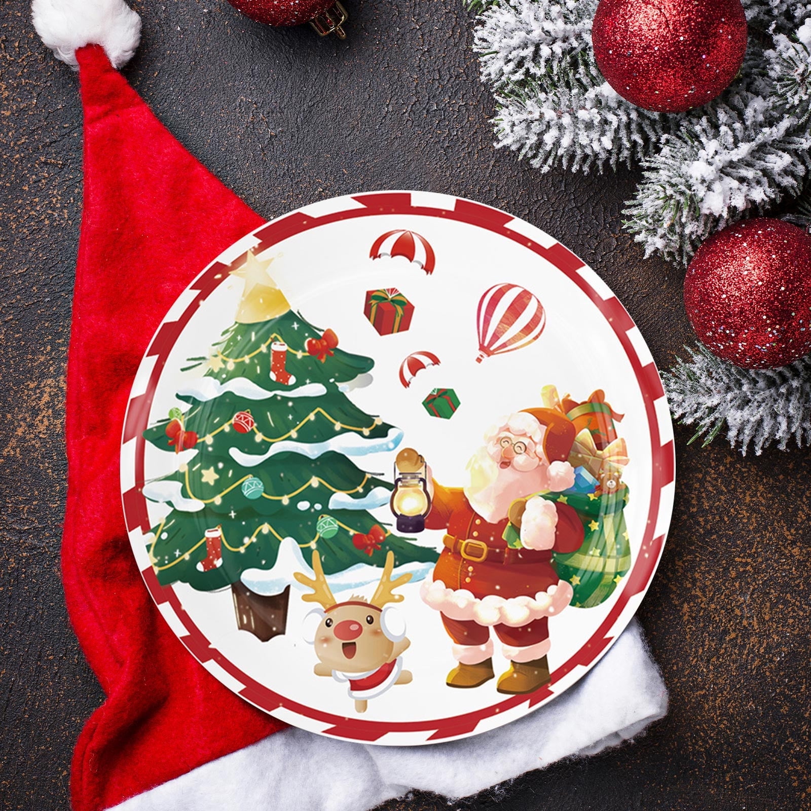 pathside 9 Inch Disposable Painted Paper Plates For Christmas Parties ...