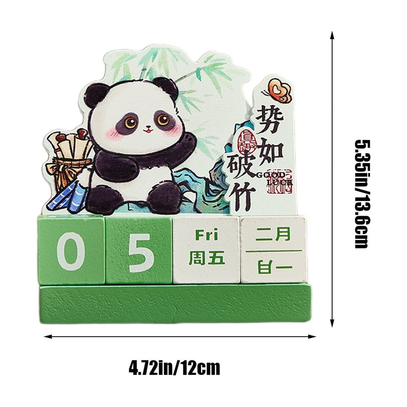pathside Cute Pandas Design Wooden Calendar Ornaments Wooden Perpetual ...