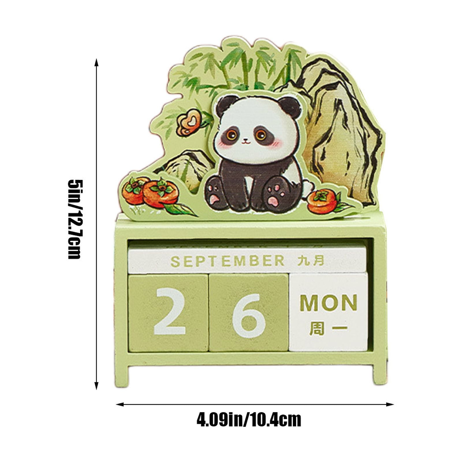pathside Cute Pandas Design Wooden Calendar Ornaments Wooden Perpetual ...