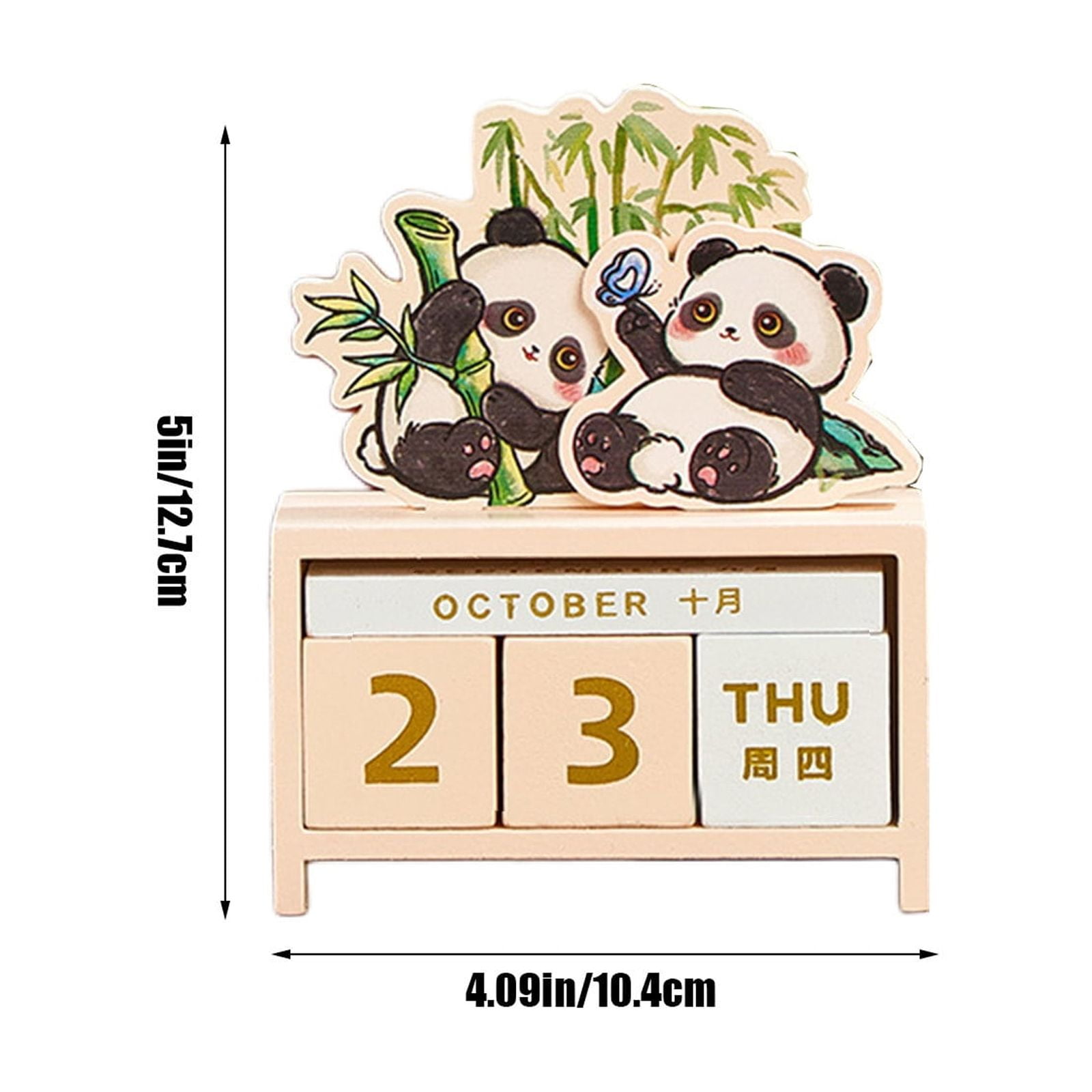 pathside Cute Pandas Design Wooden Calendar Ornaments Wooden Perpetual ...