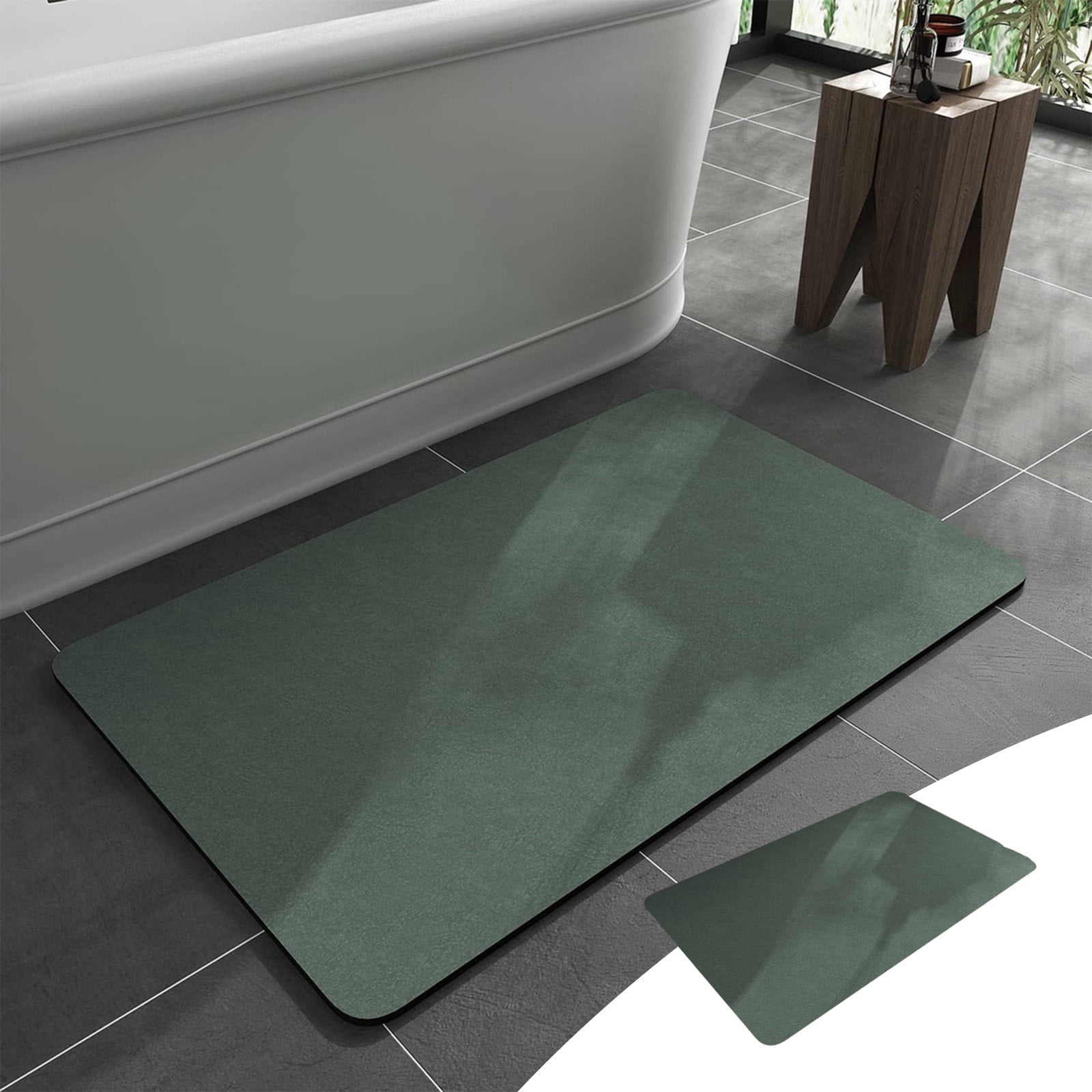 pathside Green Diatom Mud Non-Slip Absorbent Mat, Quick Dry Bath Rug ...