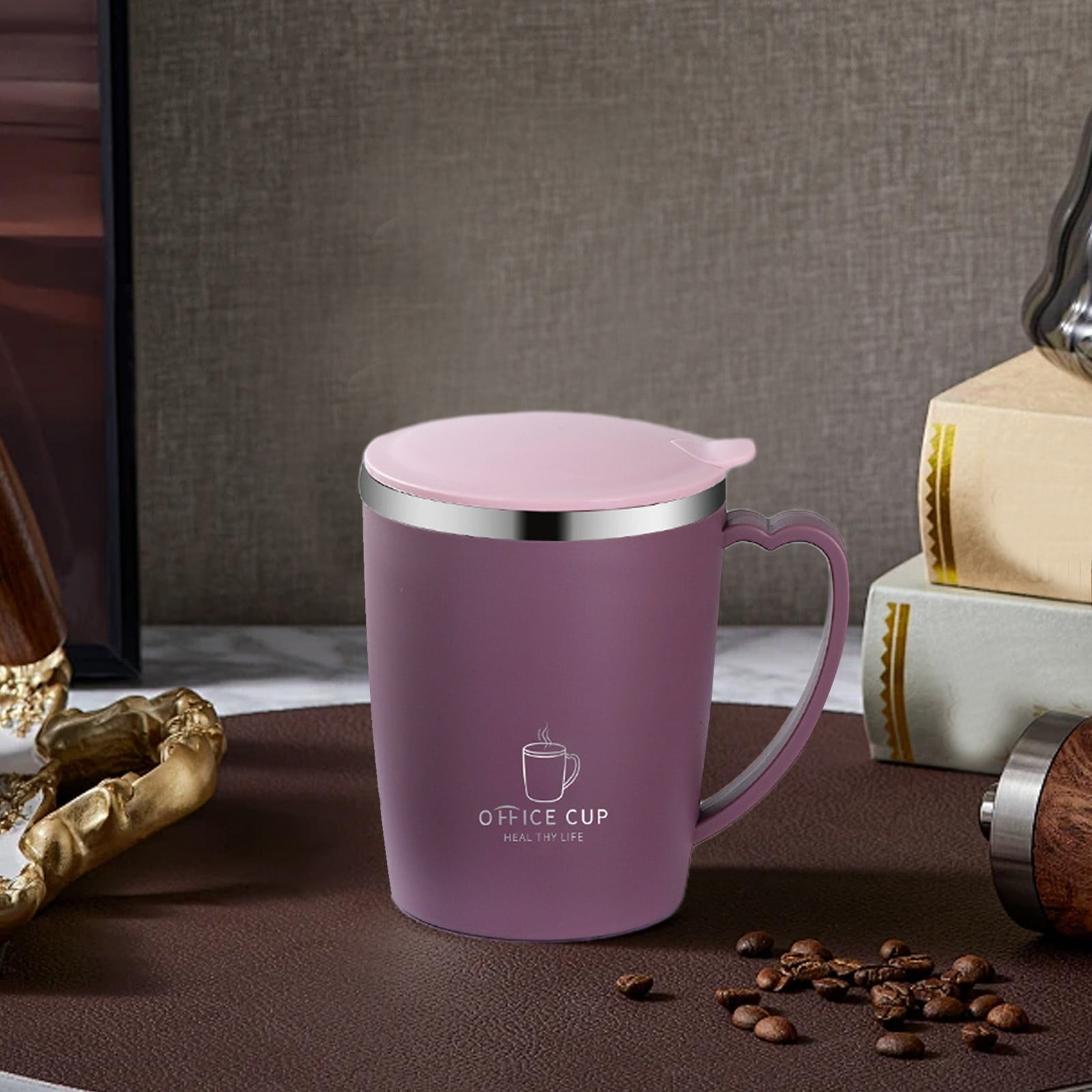 pathside Insulated Coffee Mug with Lid & Handle, 304 Stainless Steel ...