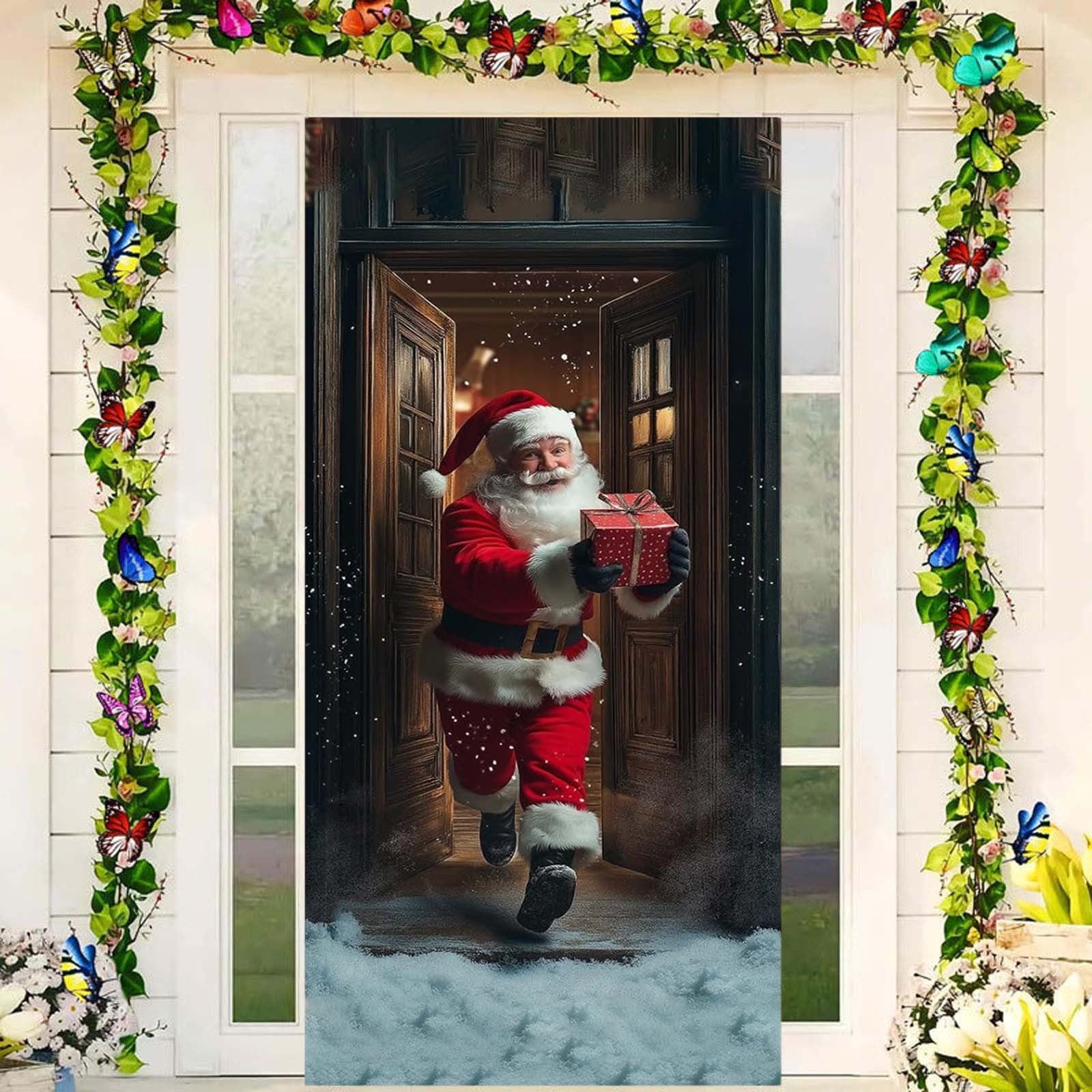 pathside Santa Claus Christmas Door Cover for Front Door, 35.4 x 78 In ...