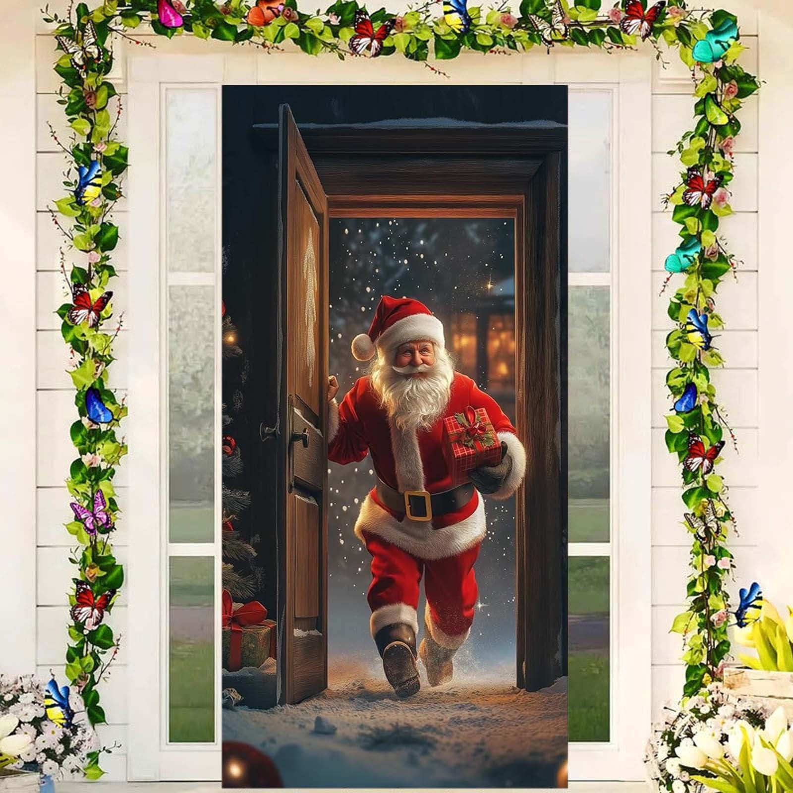 pathside Santa Claus Christmas Door Cover for Front Door, 35.4 x 78 In ...