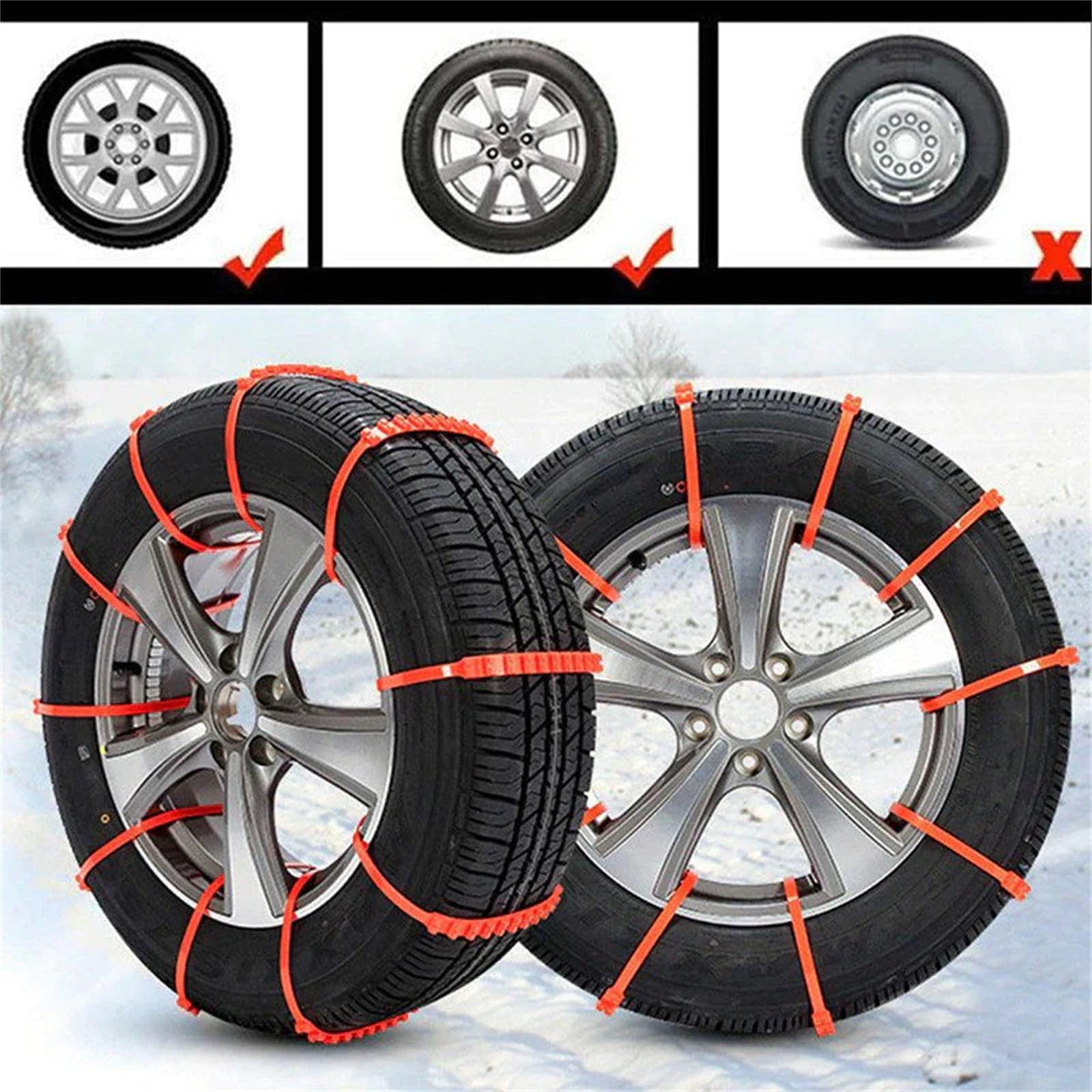 pathside Snow Chains for Car, Reusable Anti Snow Chains Antis-skids ...