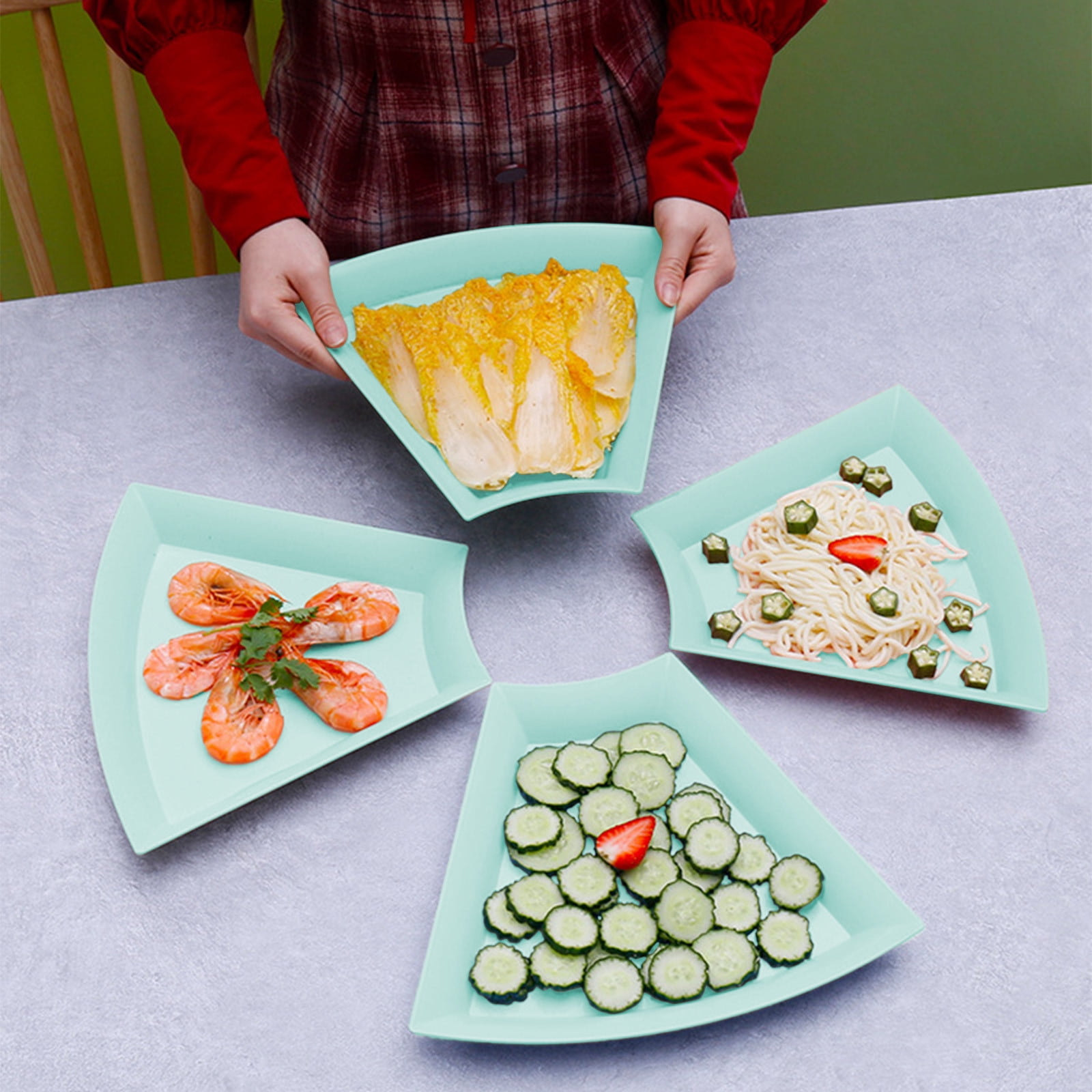 pathside Trapezoidal Shape Plates, 10.6x8.6 Inch Microwave Safe Lunch ...