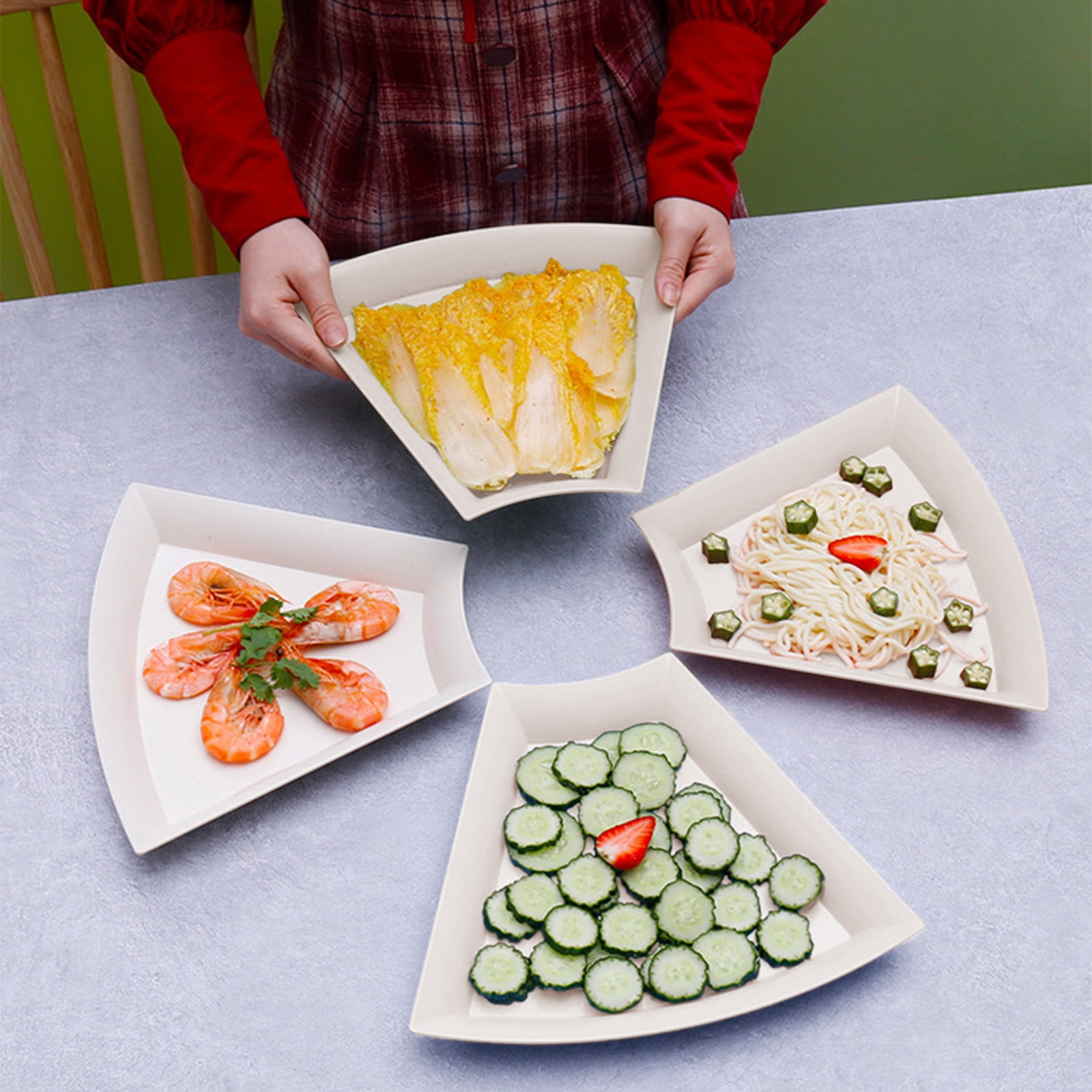 pathside Trapezoidal Shape Plates, 10.6x8.6 Inch Microwave Safe Lunch ...