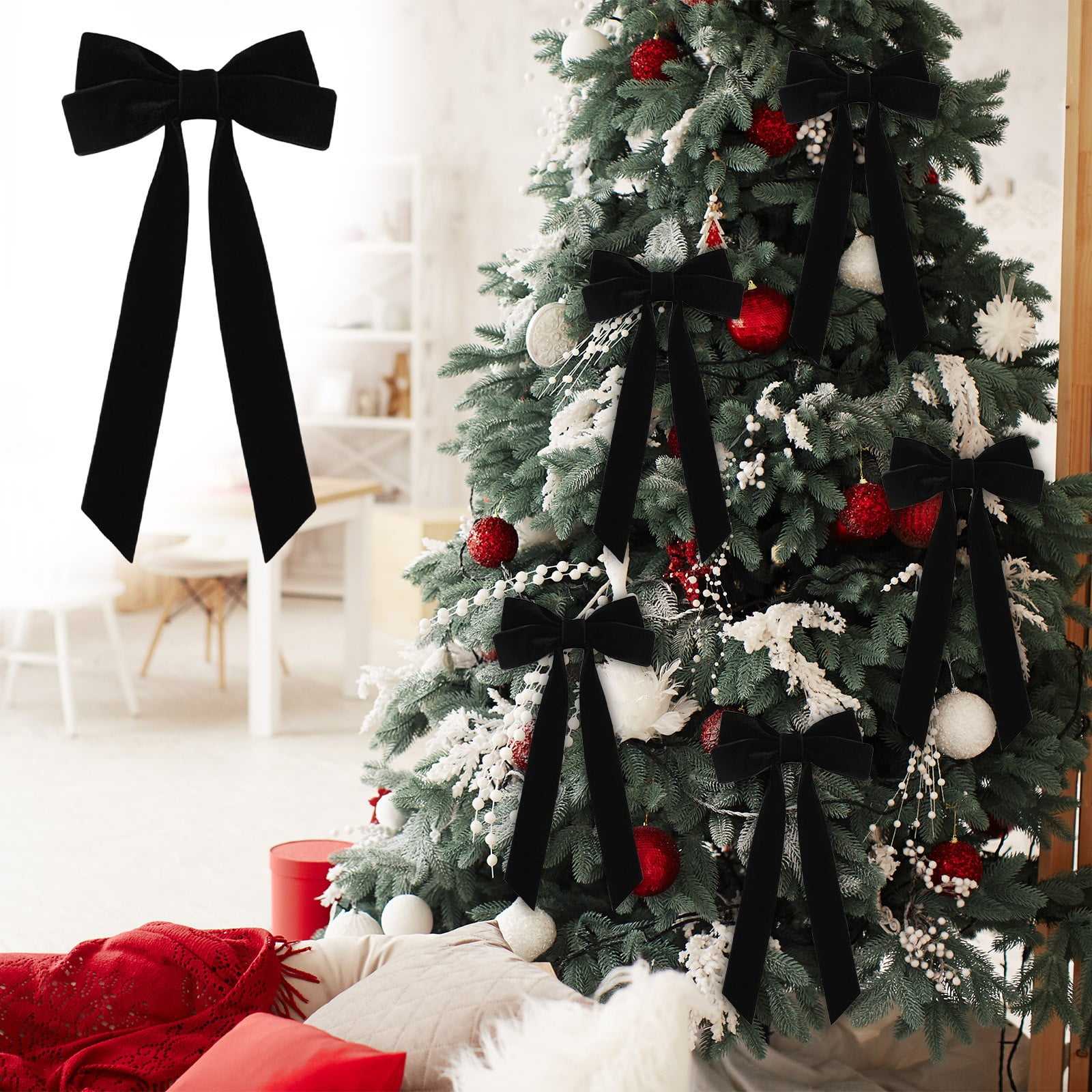pathside Velvet Bows for Christmas Tree, Small Cute Velvet Christmas ...