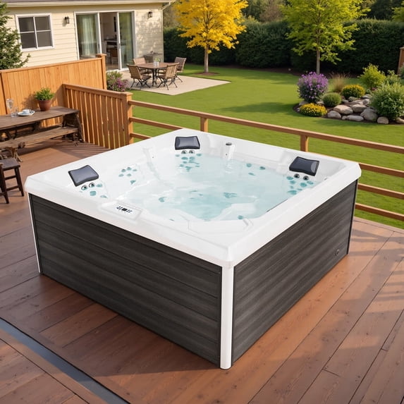 patiowell, 51 Jets Hard-Sided Hot Tub Black 4092L, Advanced Massage ...