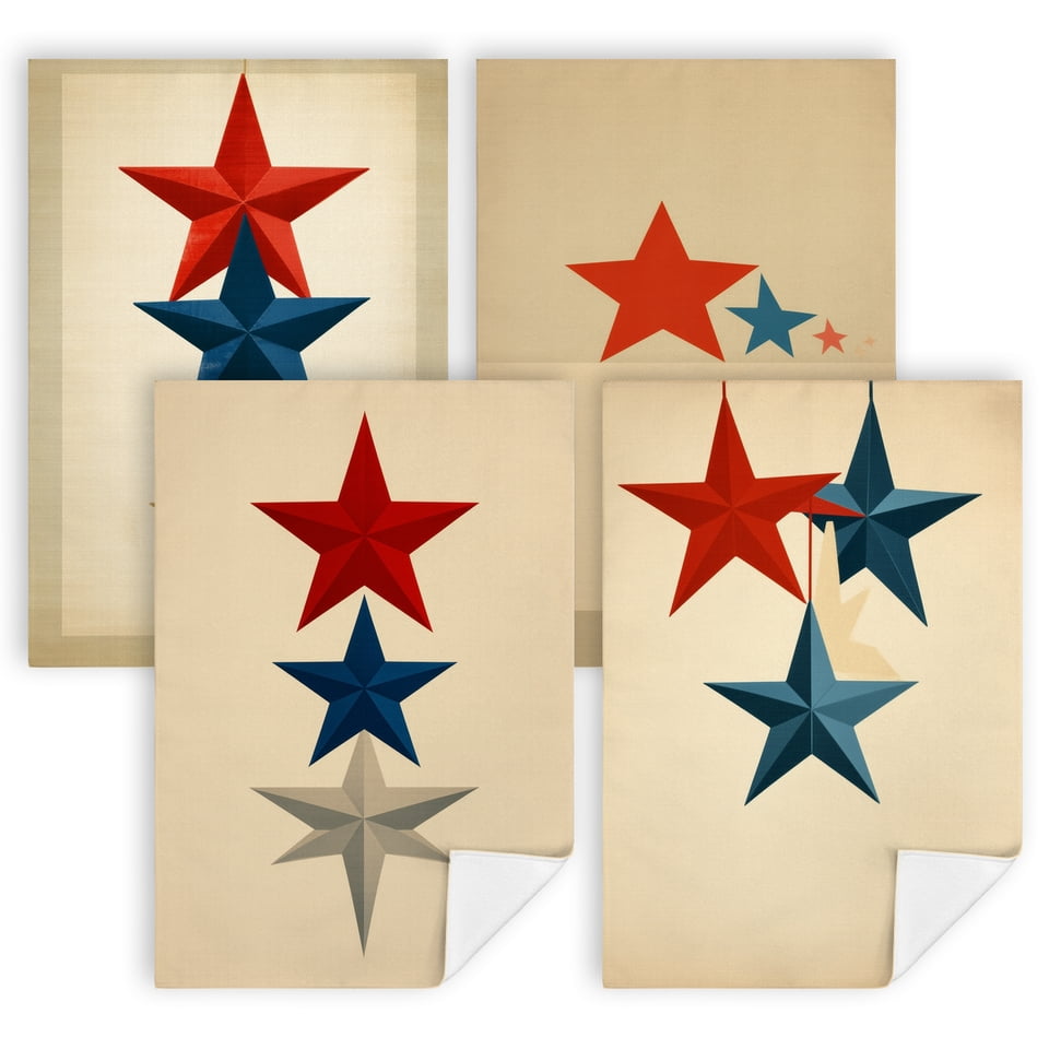 patriotic hand towels Three red white and blue stars hanging from a ...
