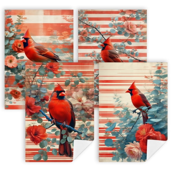 patriotic kitchen towels A red bird sitting on top of a tree branch ...