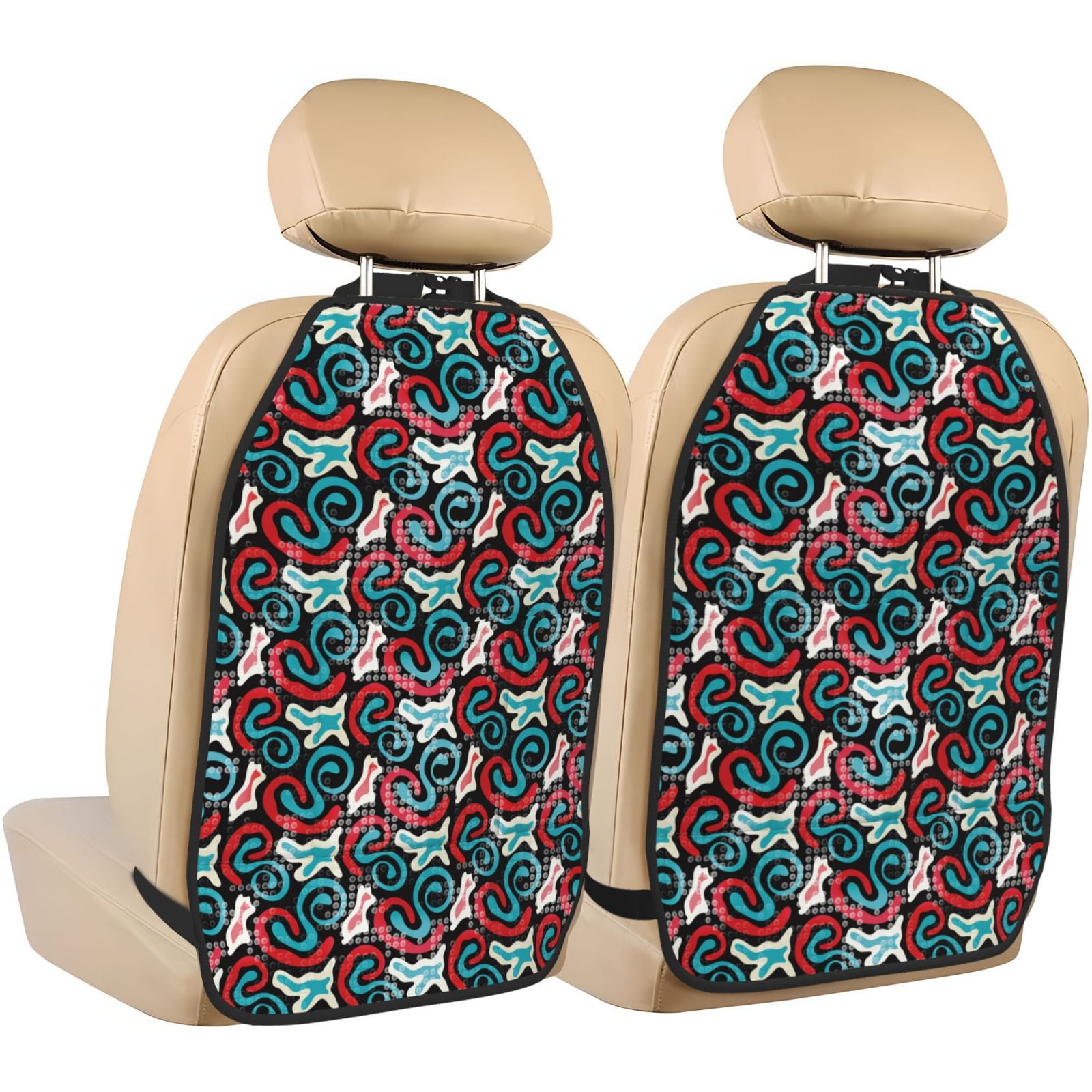 pattern Backseat Car Organizer, 2 Pack Kick Mats Back Seat Protector ...