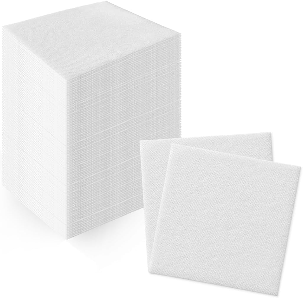 paw - 100-pack disposable linen-feel cocktail napkins 4" x 4", white ...