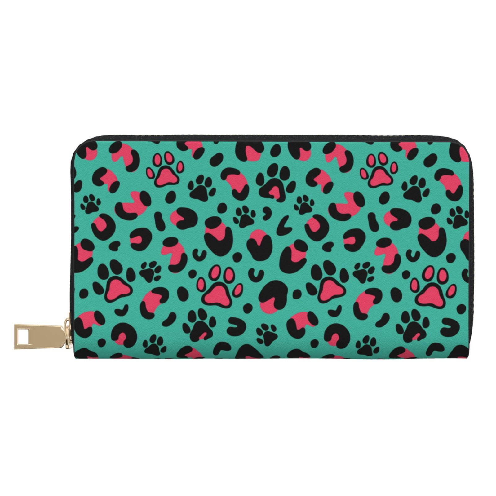 paw Leopard print Wallet Women, Leather Bifold Multi Card Wallet, Women ...