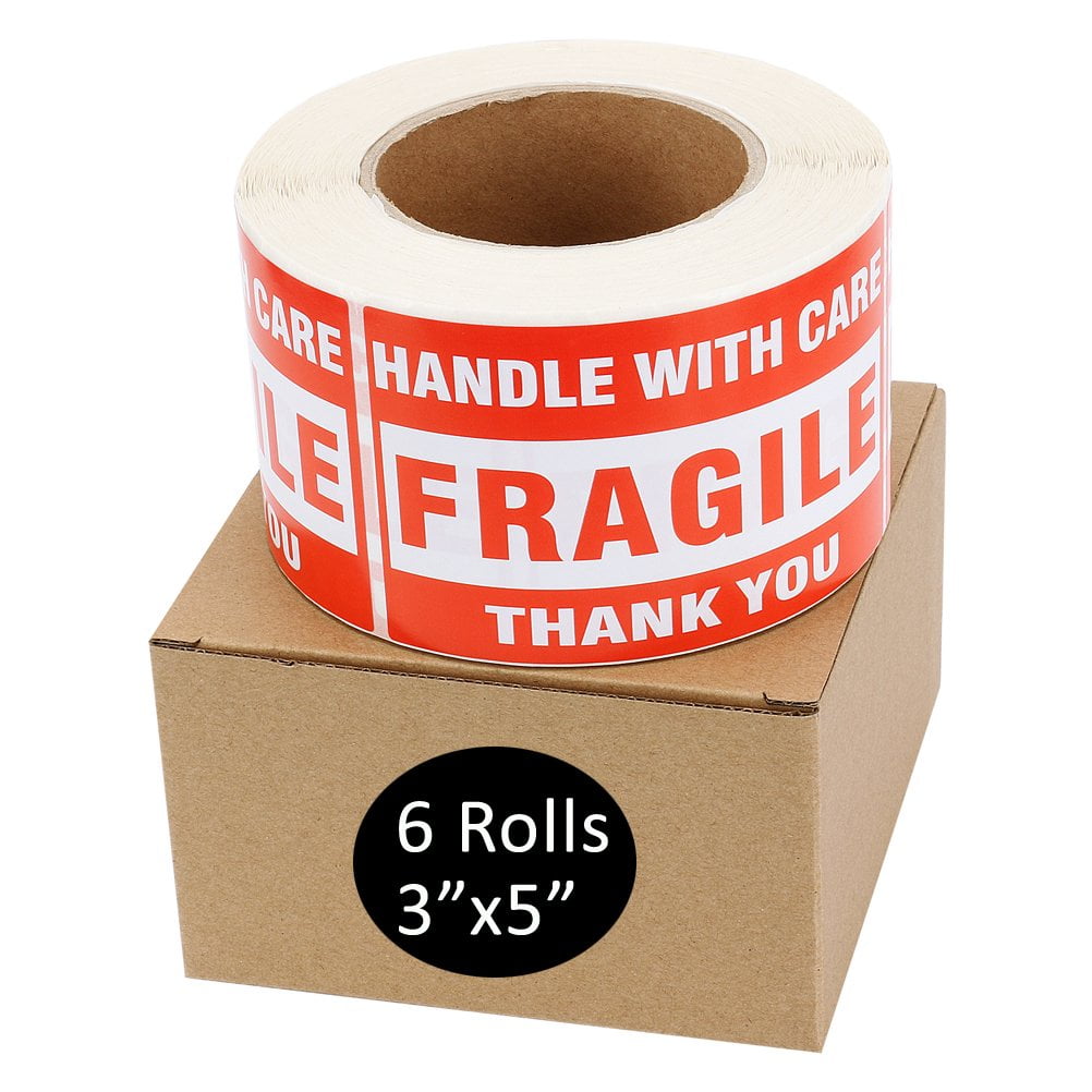 pawty 3" X 5" Fragile Handle with Care Warning Stickers for Shipping ...