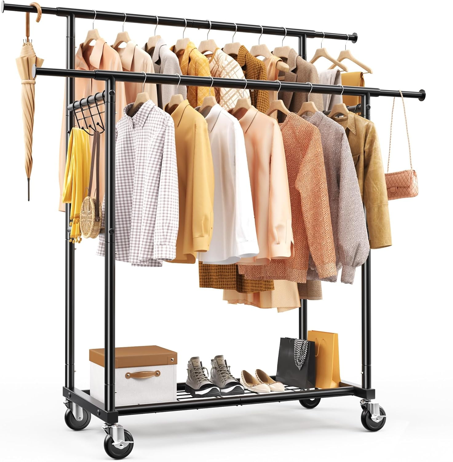 pawty Clothes Rack Heavy Duty Clothing Rack 450LBS Garment Rack with ...