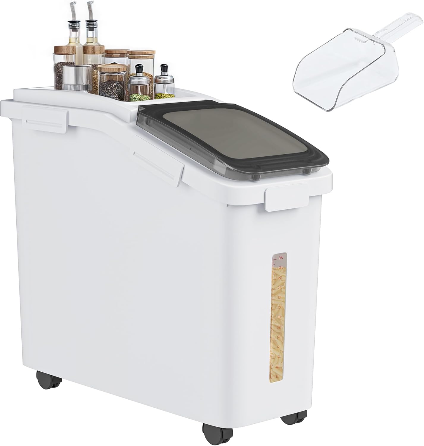 pawty Large Flour Storage Container Ingredient Bins, 11.4-Gallon Rice ...