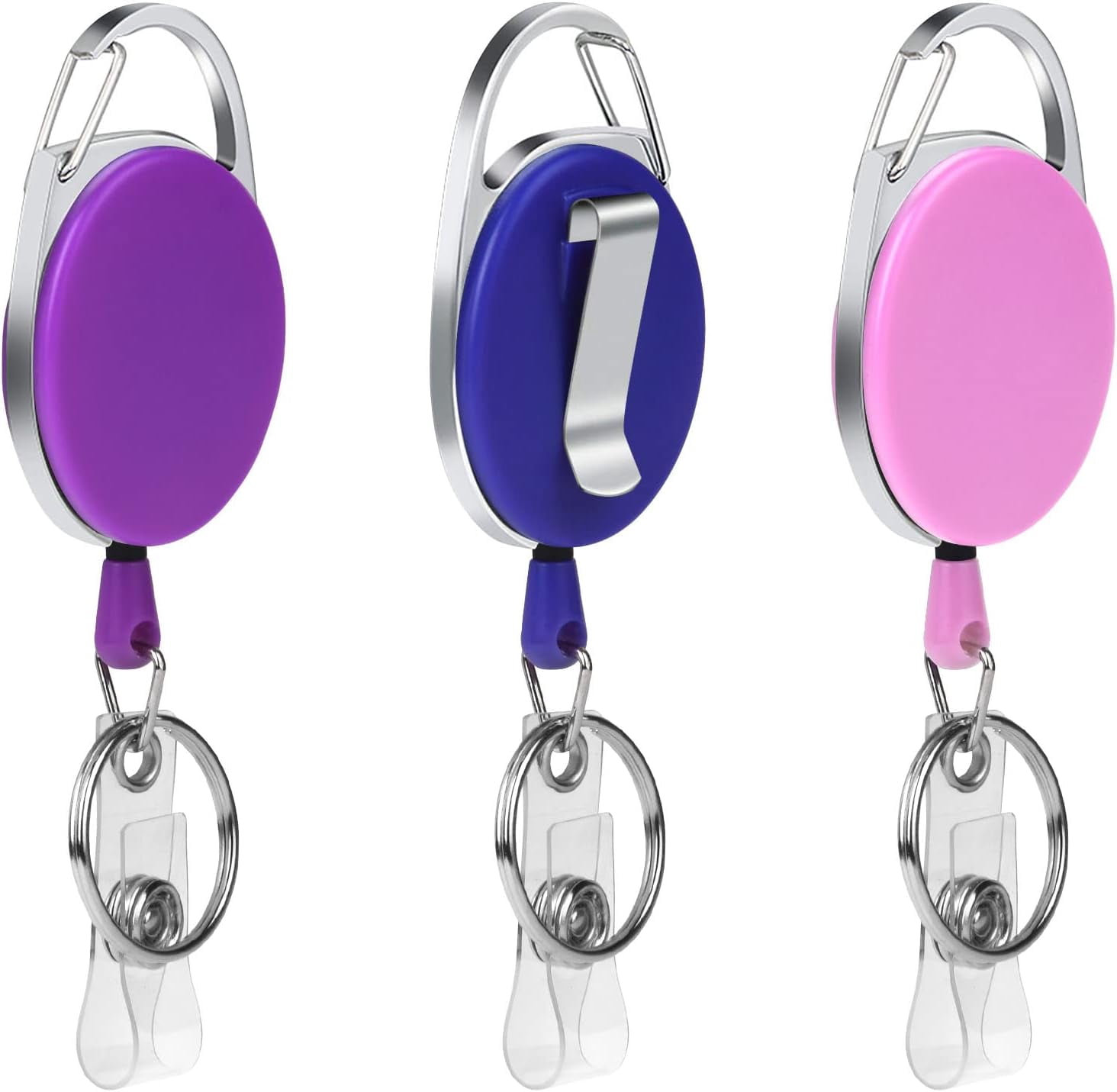 pcs (purple+blue+pink) Keychain - Retraction length 68.5 cm with ...