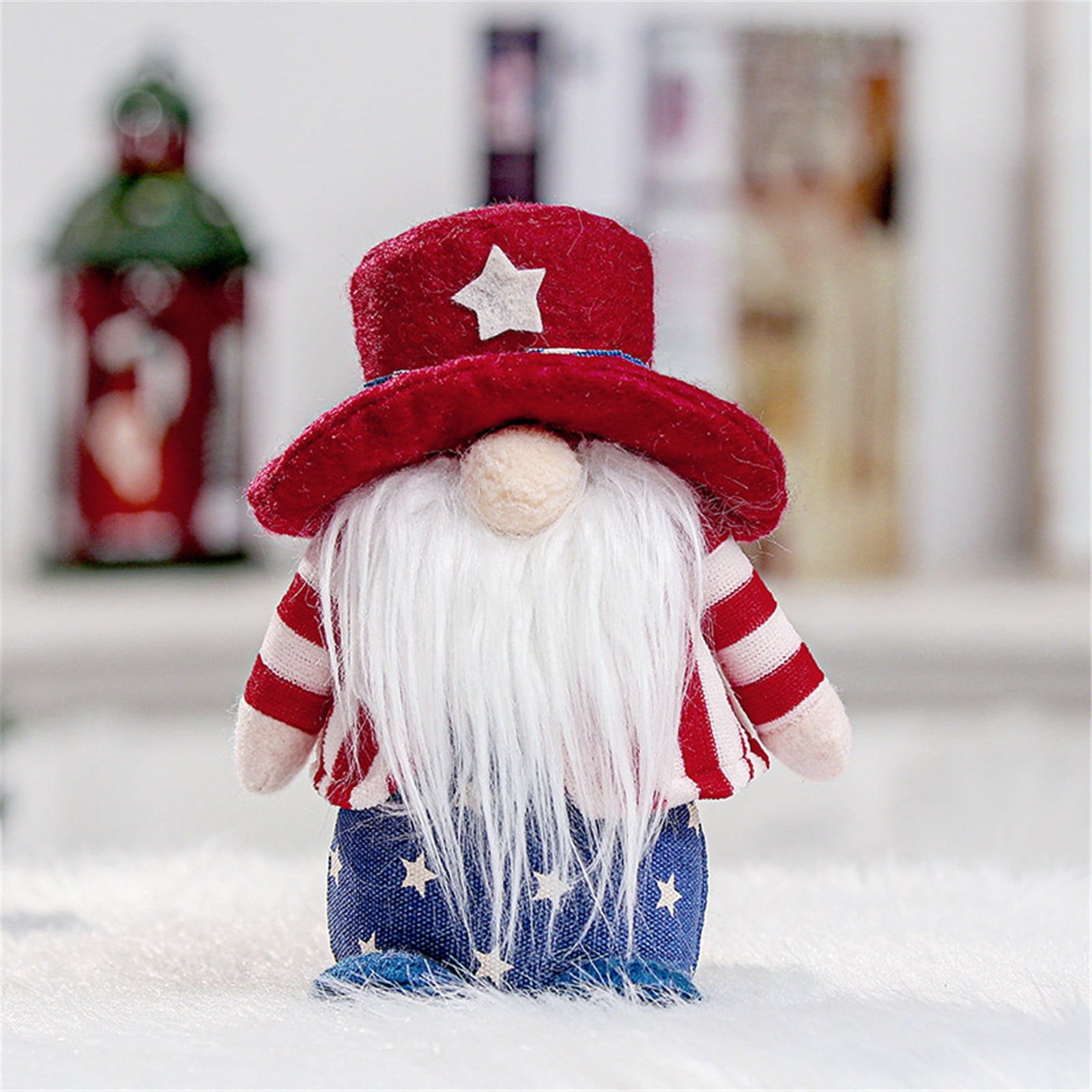pdqouc 2Pcs Cute Red Hat White Beard Striped Chrismas Doll Window Table ...