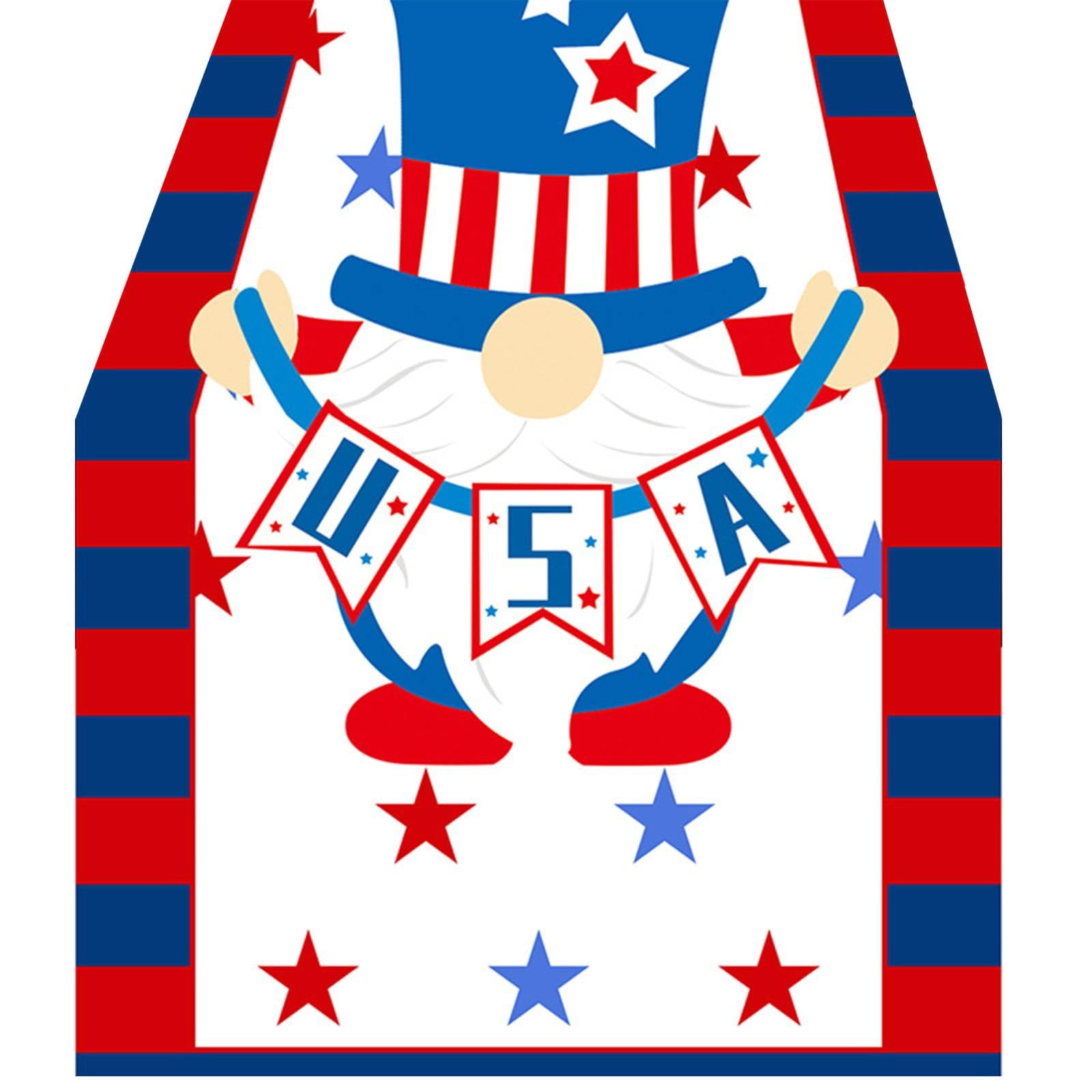 pdqouc 4th of July Dining Path Cartoon Dwarf American Flag Star Stripes ...