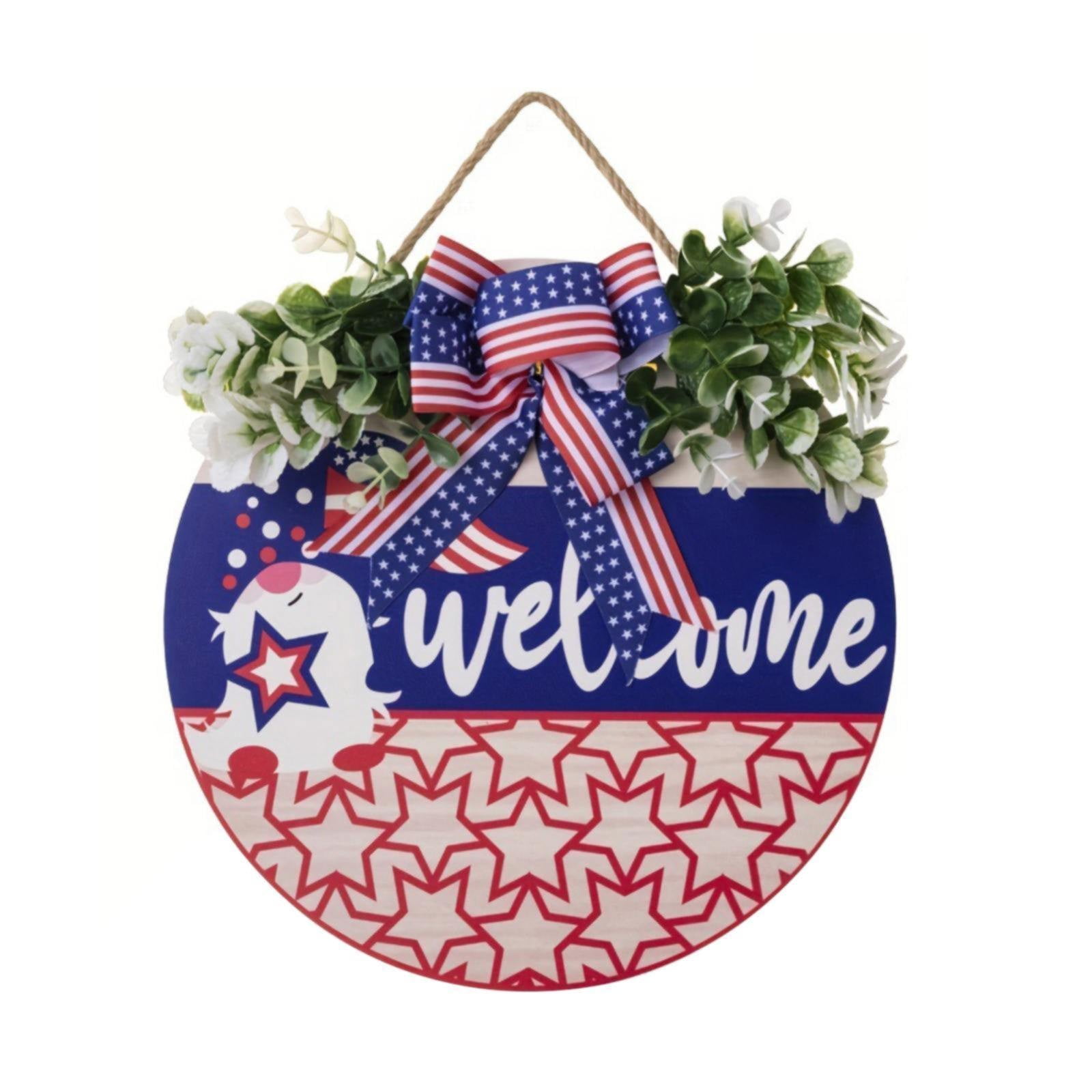 pdqouc 4th of July Welcome Sign Round Front Door Independence Day ...