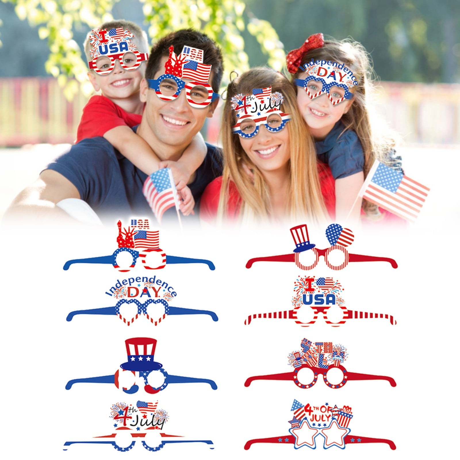 pdqouc 4th Of July Paper Glasses 8 Different Pieces Independence Day ...