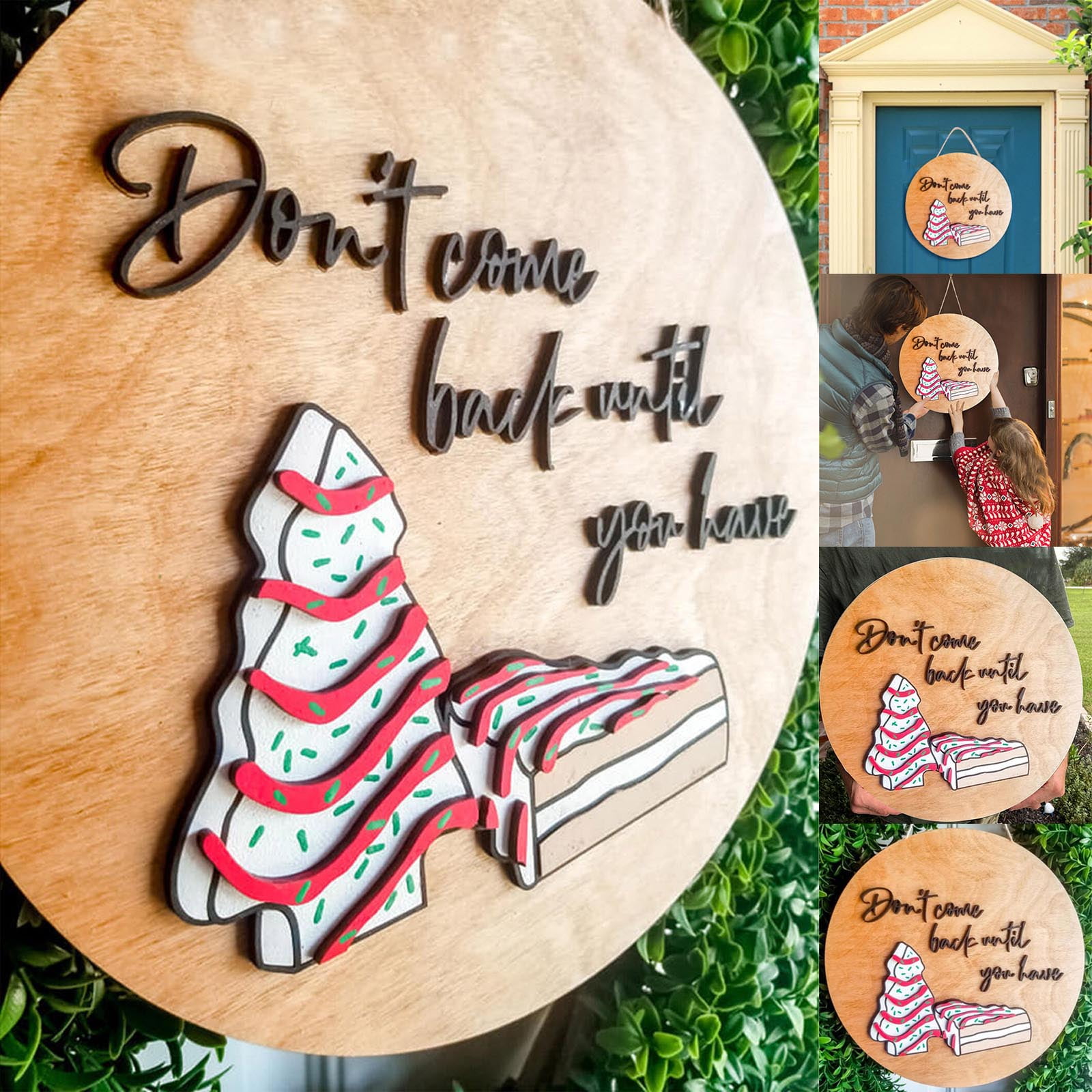 pdqouc Clearance Unique Round Woode Wreath Christmas Eye Catching Door ...