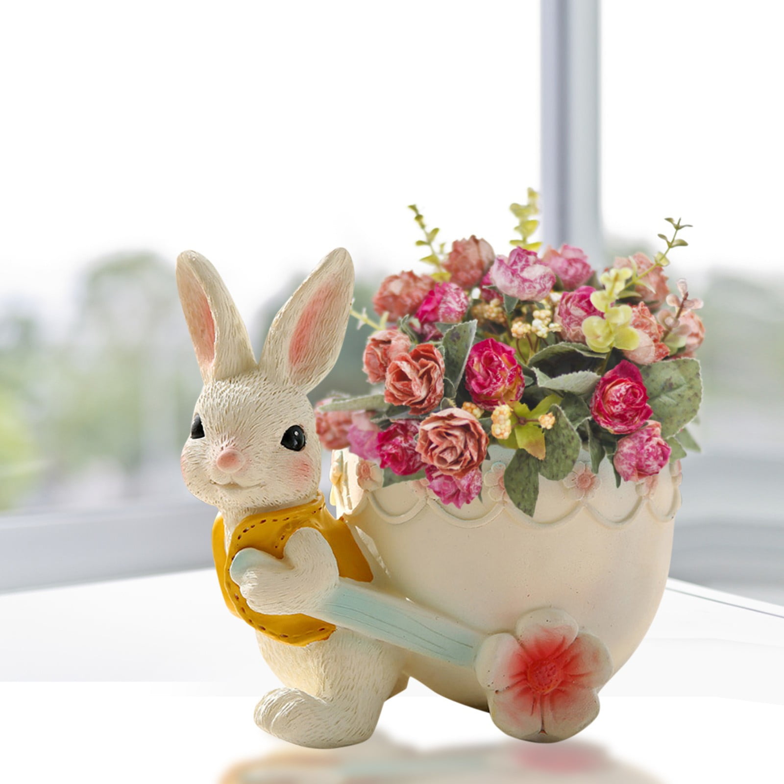 pdqouc Creative Garden Rabbit Animal Meaty Flower Pot Resin Potted ...