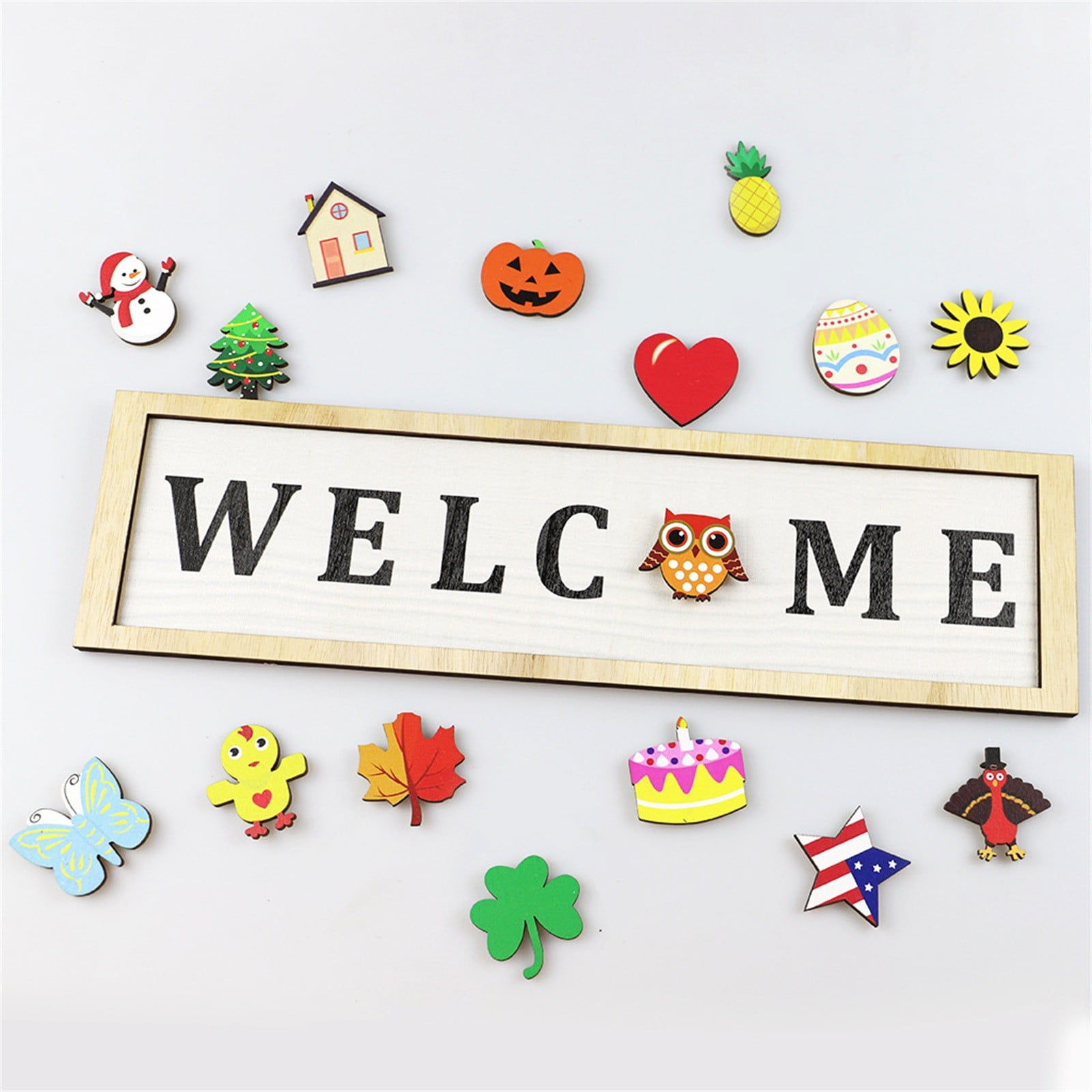 pdqouc Creative Interchangeable Seasonal Welcome Sign Front Door ...