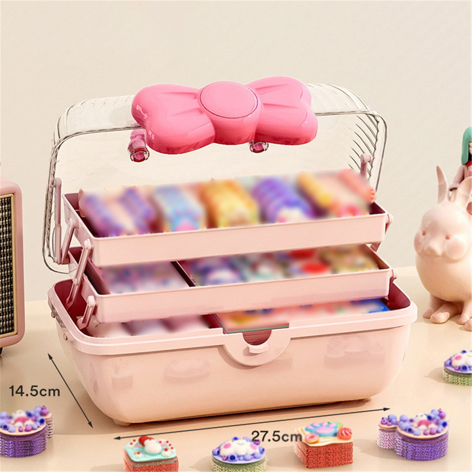 pdqouc Cute Girl Hair Accessories Storage Box Bow Organizer Box Jewelry ...