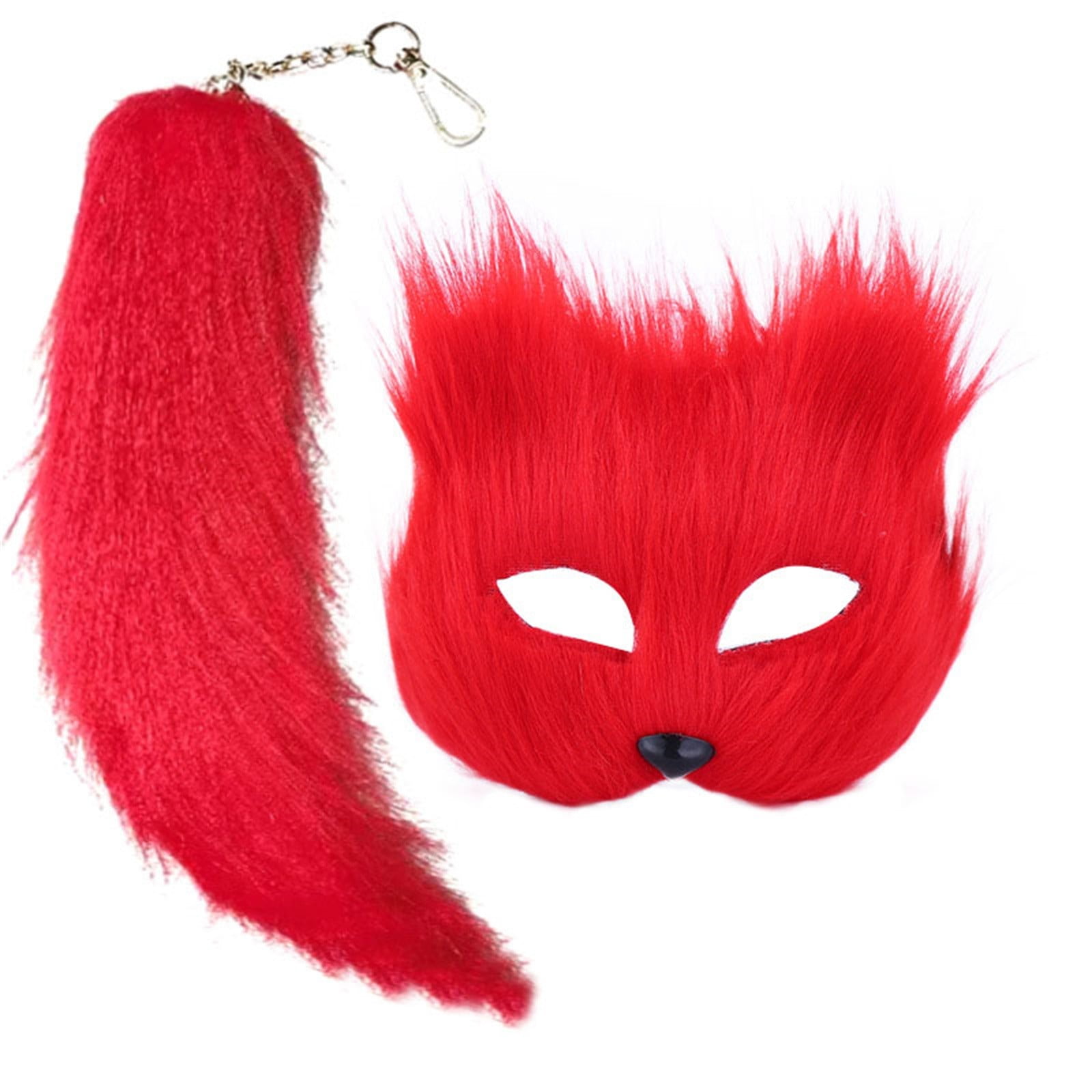 pdqouc Furry Tail Set for Girls Furry & Long Tail Wolf Tail Cat Cute ...