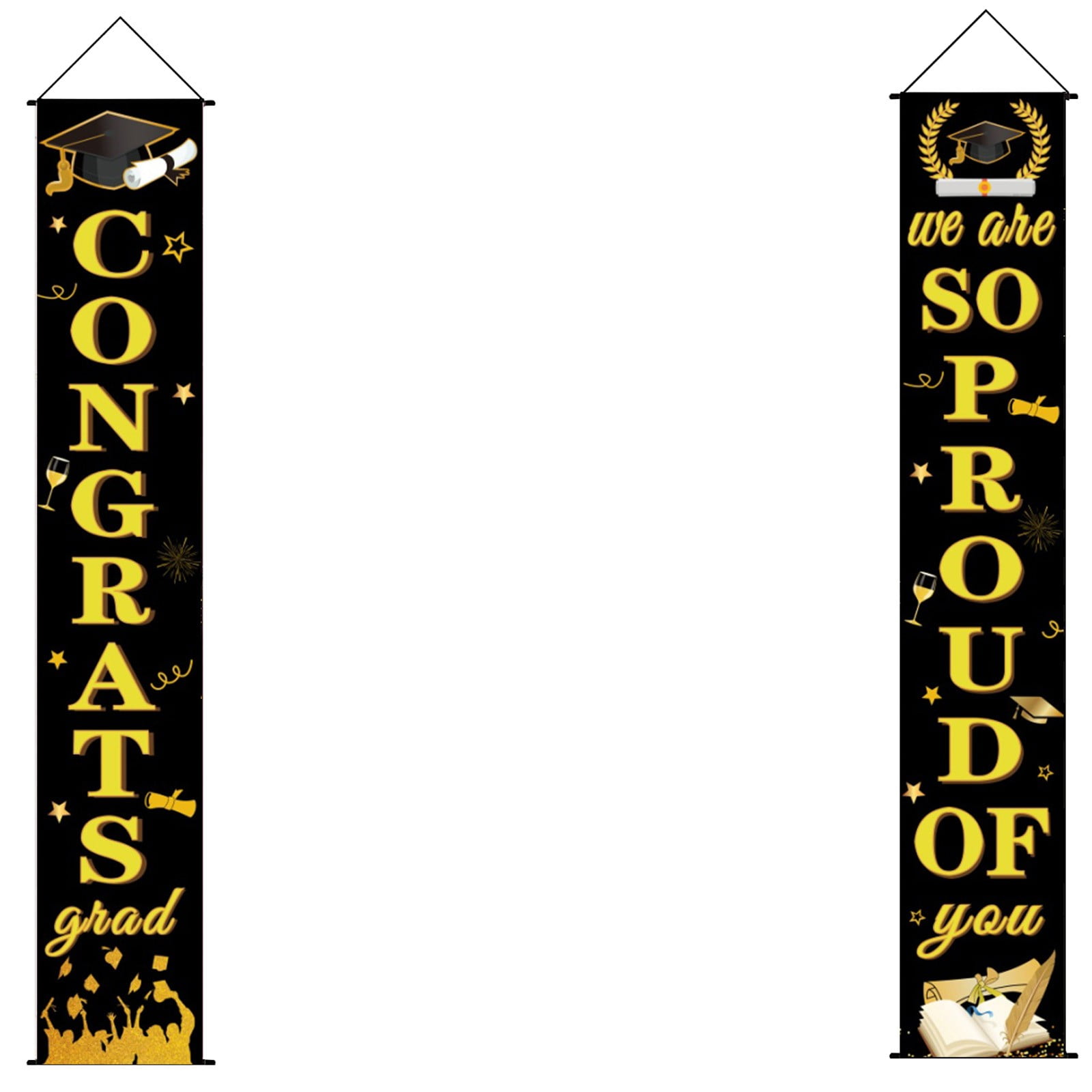pdqouc Graduation Banners Hanging Flags Porch Sign Class Of 2024 ...