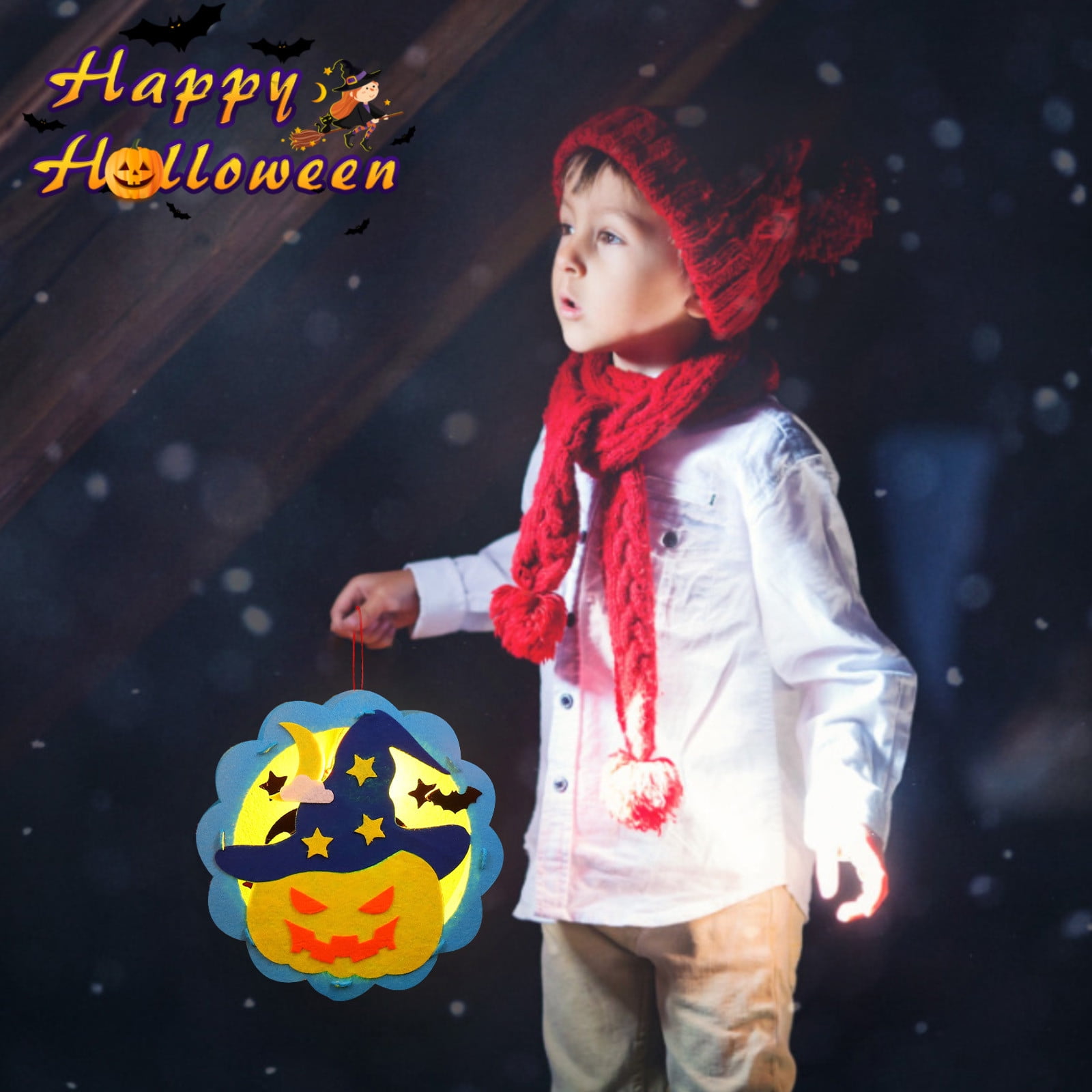 pdqouc Hallo-ween Decorations Pumpkin Lamp Holiday Bucket DIY Kids ...