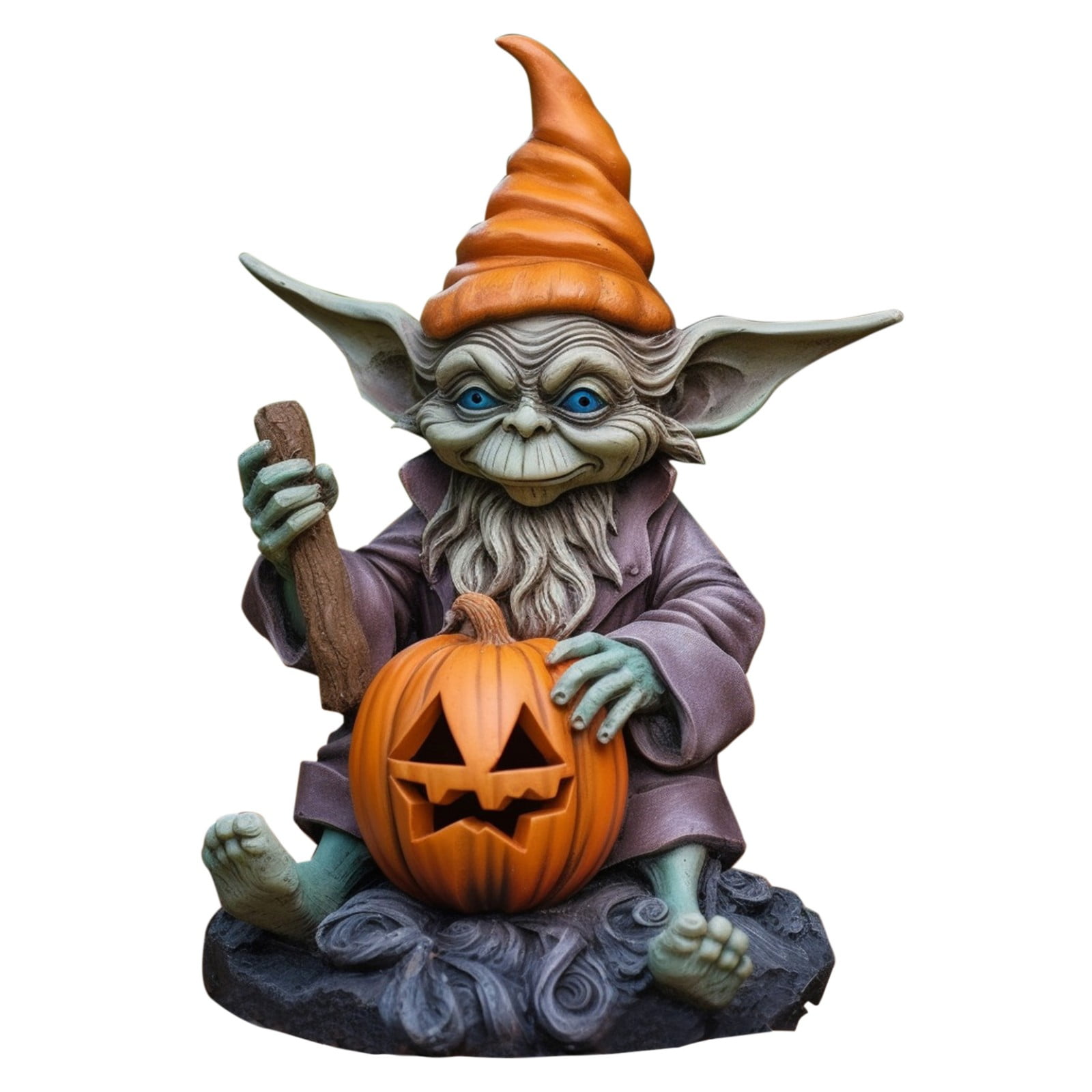 pdqouc Halloween Pumpkin Alien Resin Statue Garden Decoration Outdoor ...