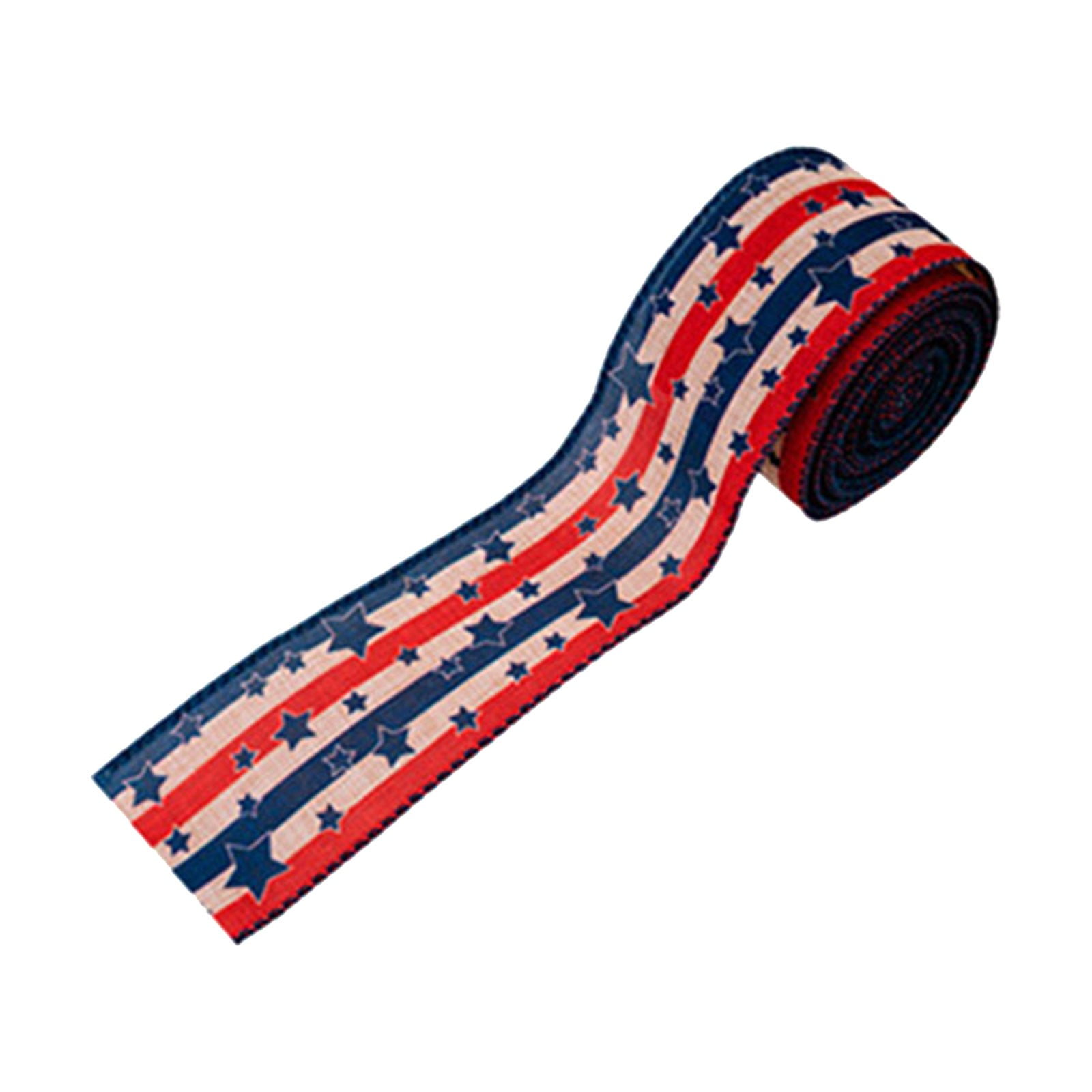 pdqouc Independence Day Decoration Ribbon USA Flag Star Stripe Pattern ...