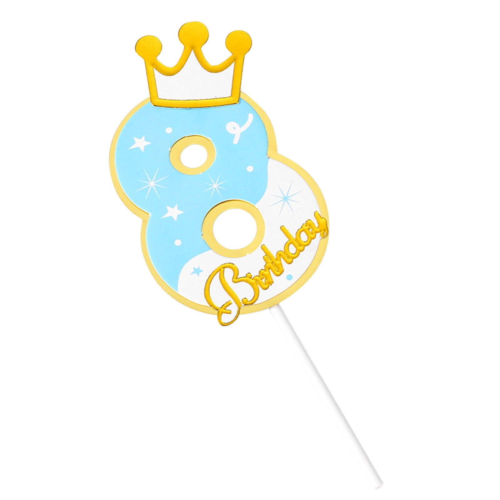 pdqouc Light Blue Happy Birthday Cake Toppers, Glitter Cardboard Star and Heart Happy Birthday ...