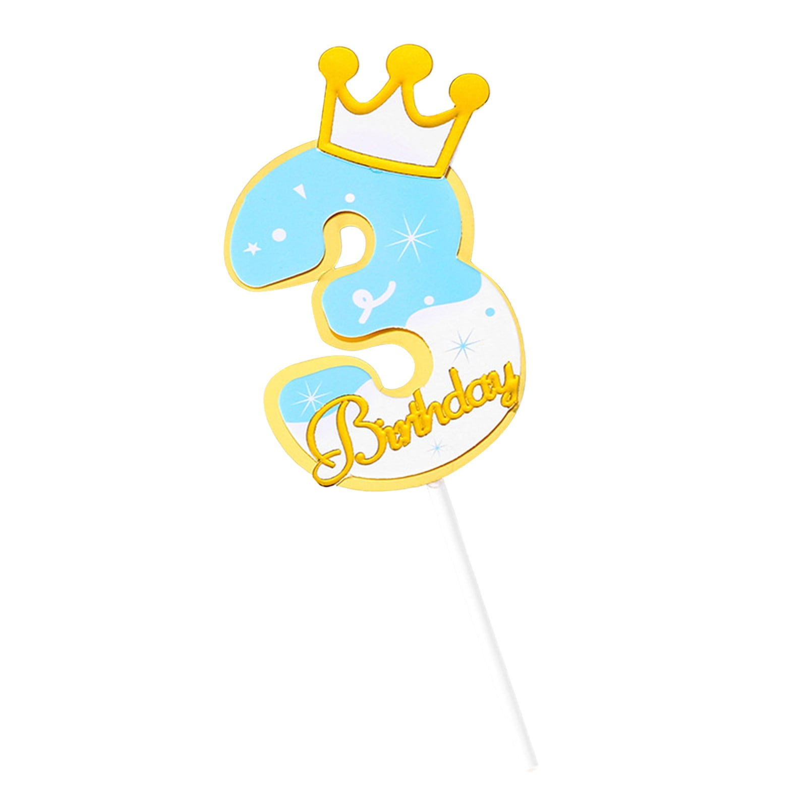 pdqouc Light Blue Happy Birthday Cake Toppers, Glitter Cardboard Star ...