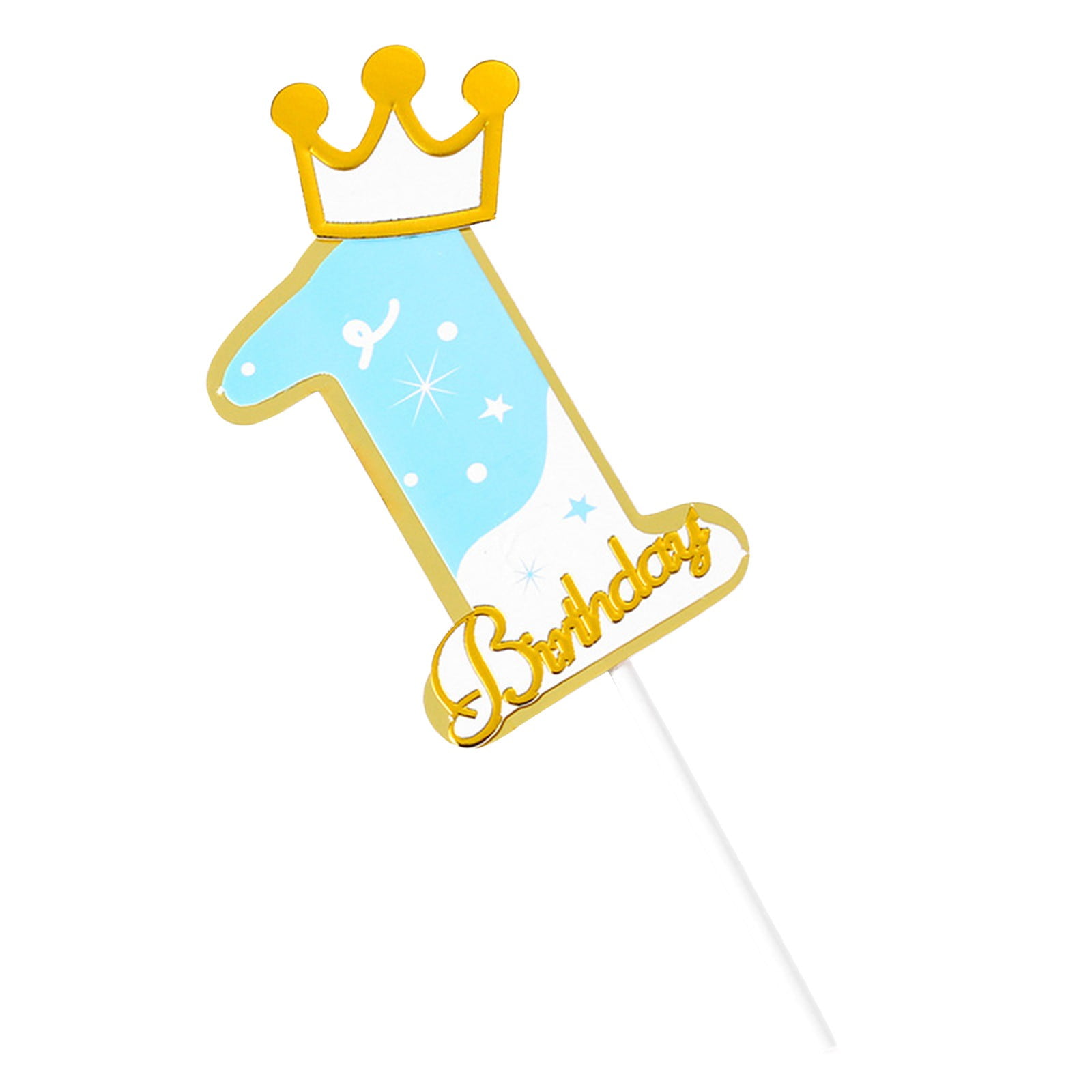 pdqouc Light Blue Happy Birthday Cake Toppers, Glitter Cardboard Star ...