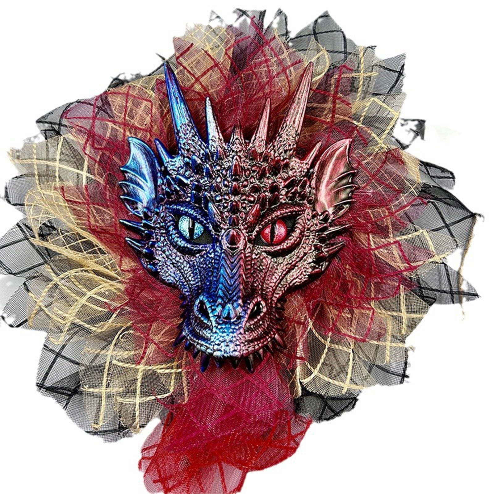 pdqouc New Halloween Full Face Dragon with Floral Wreath for Party ...