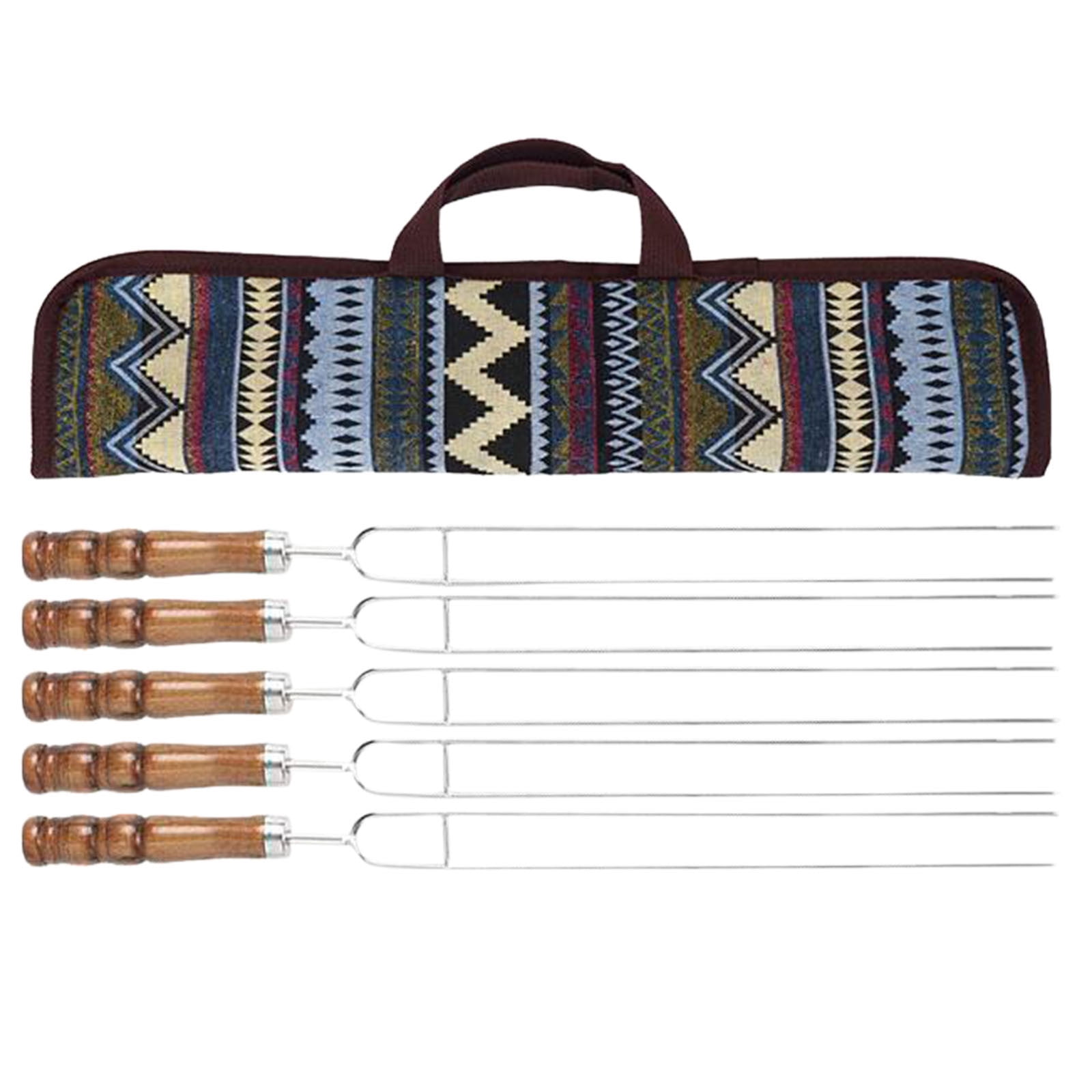 pdqouc Outdoor Grill Tools with Storage Bag Stainless Steel Grill Pick Wooden Handle U Shaped ...