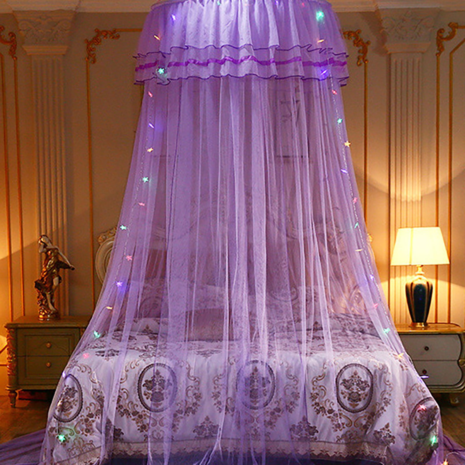 pdqouc Purple Princess Bed Net Room Decor Dome Premium Yarn Netting ...