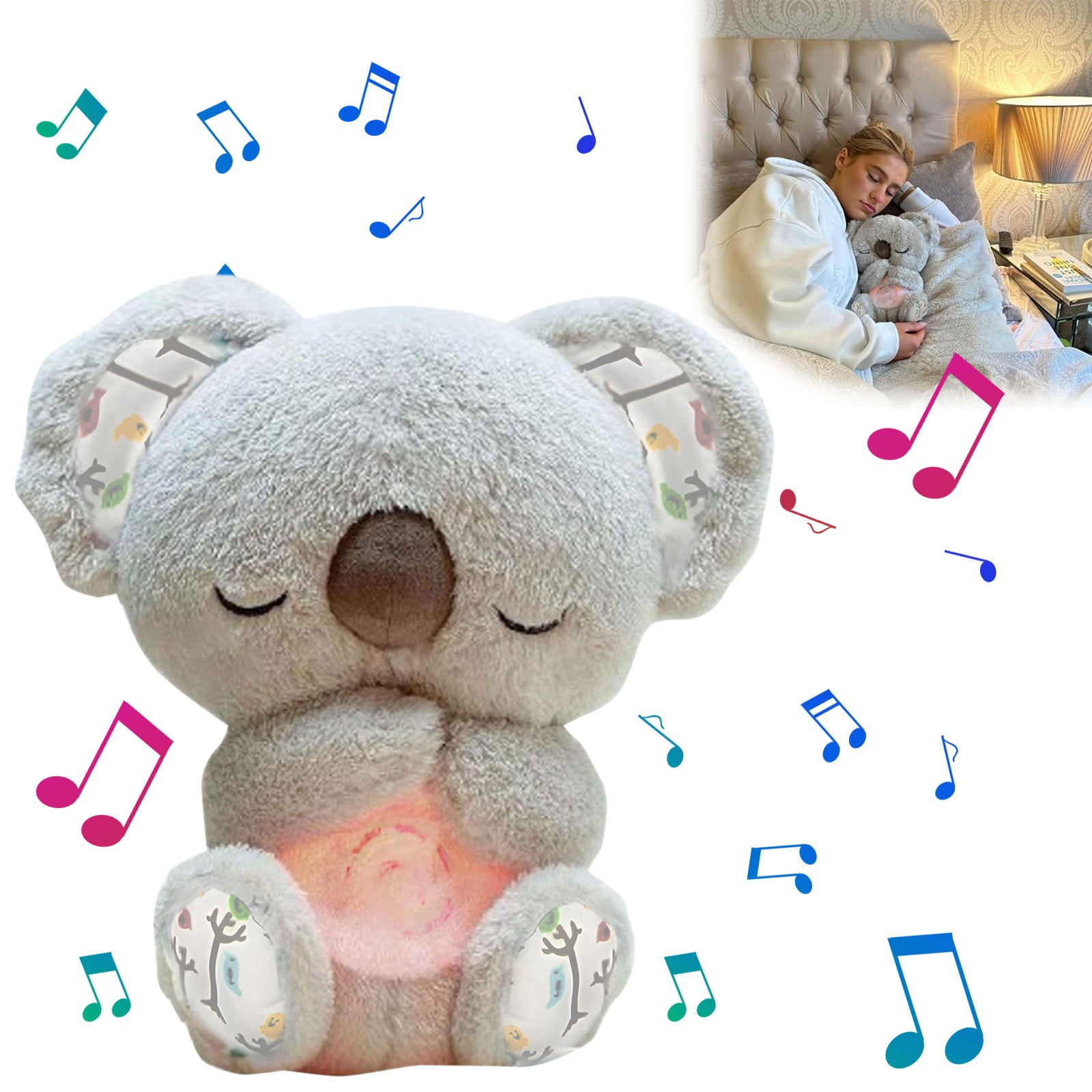 pdqouc Soothing Koala Bear, Plush Stuffed Toy Breathing Motion, Music ...