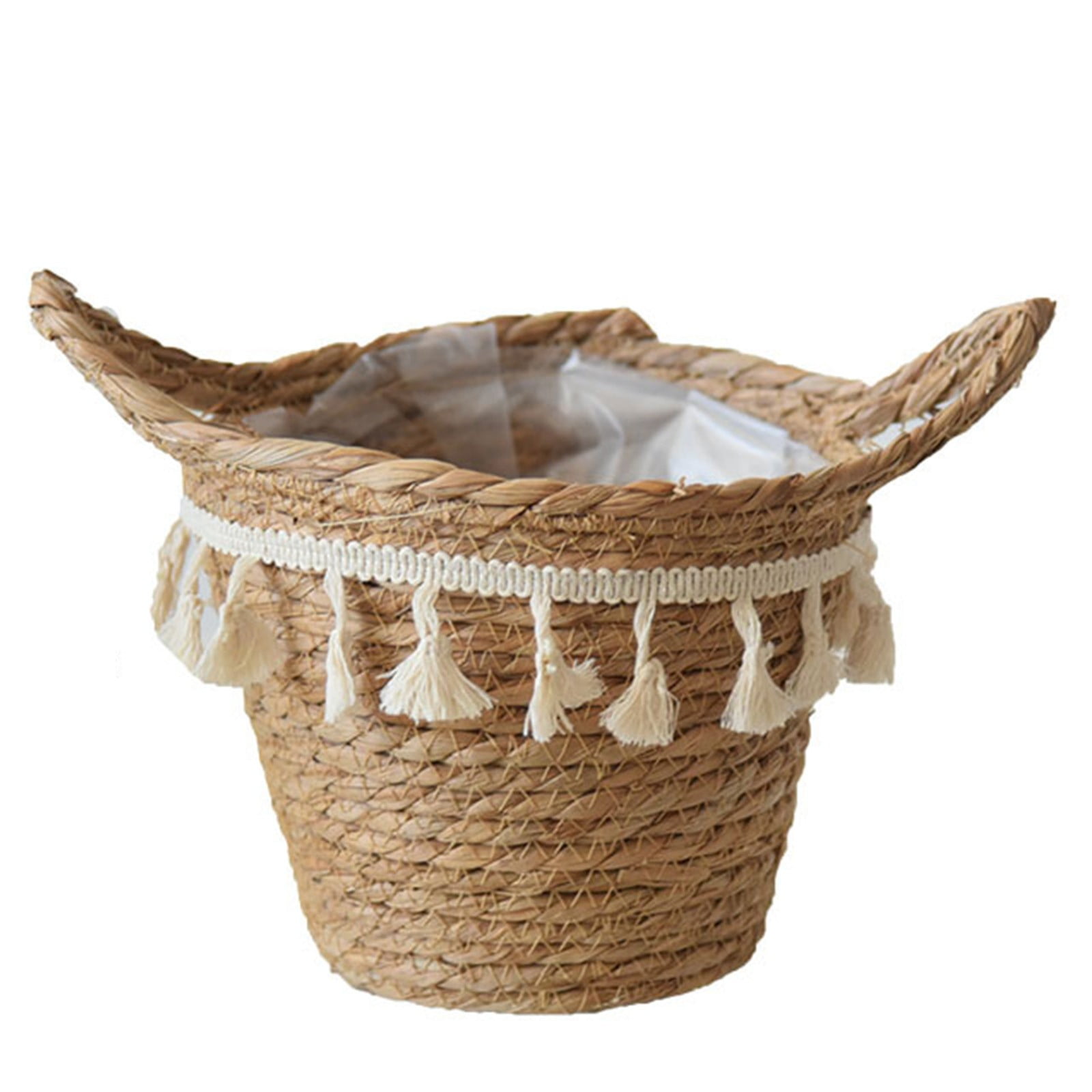 pdqouc Vintage Design Seagrass Wicker Basket Flower Pot Practical ...