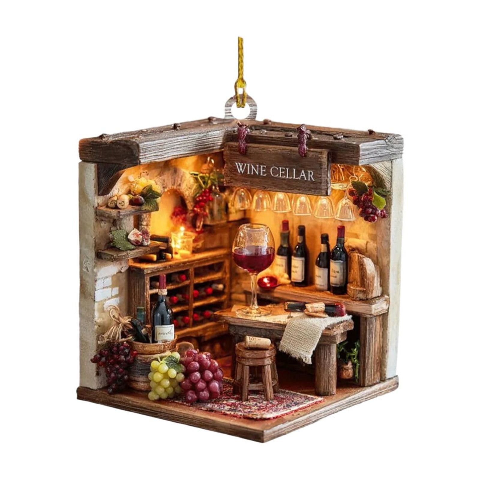 pdqouc Wine Cellar Acrylic Ornament – 2D Miniature House Hanging ...