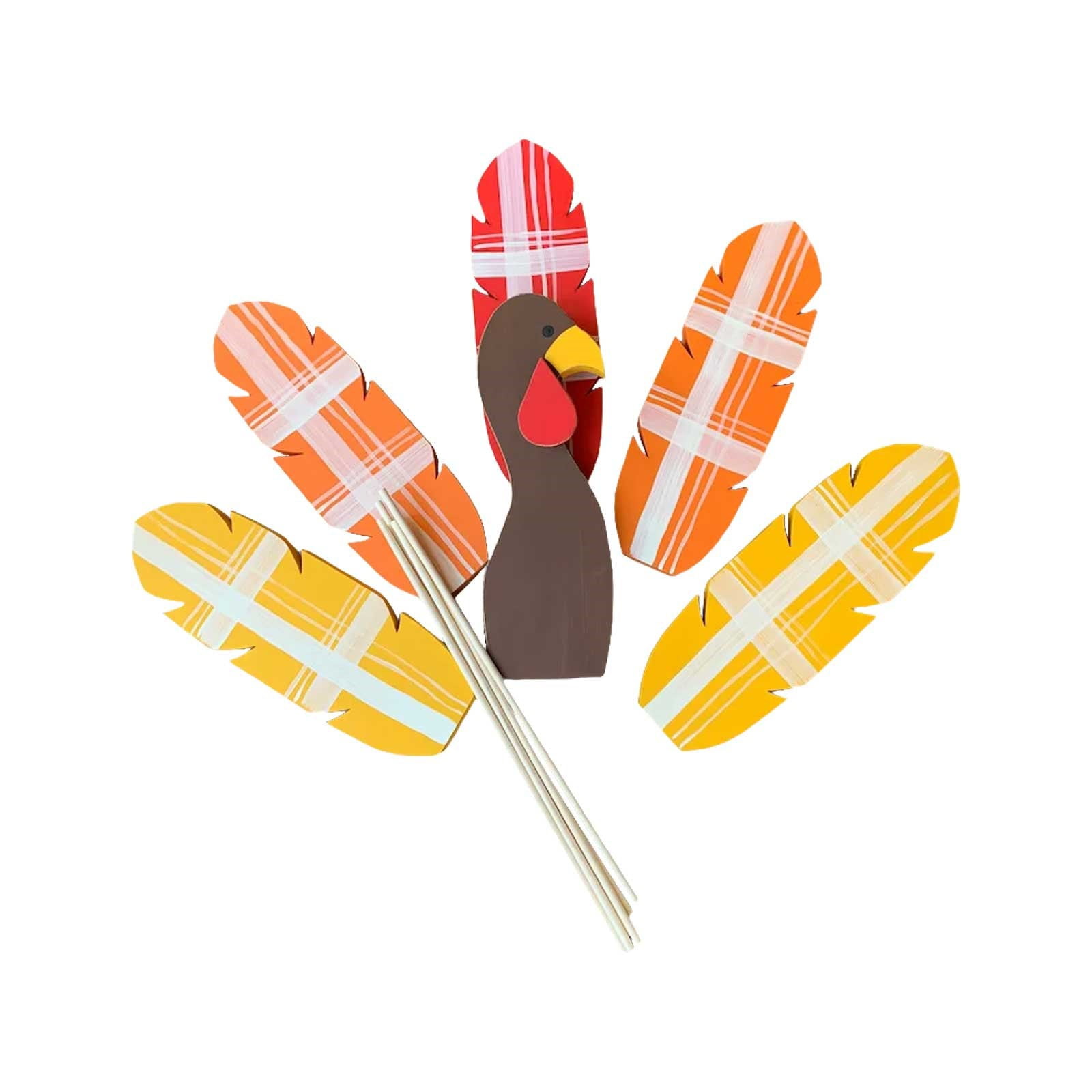 pdqouc Wooden Turkey Decorative Garden Stakes for Flower Bed Decor ...