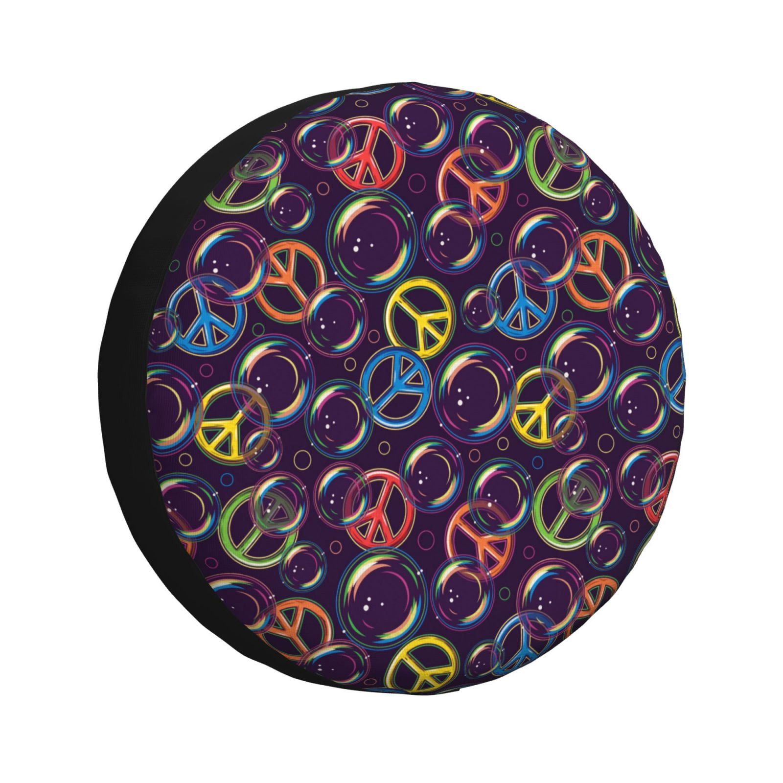 peace sign bubbles dark purple Spare Tire Cover for Trailer Camper RV ...