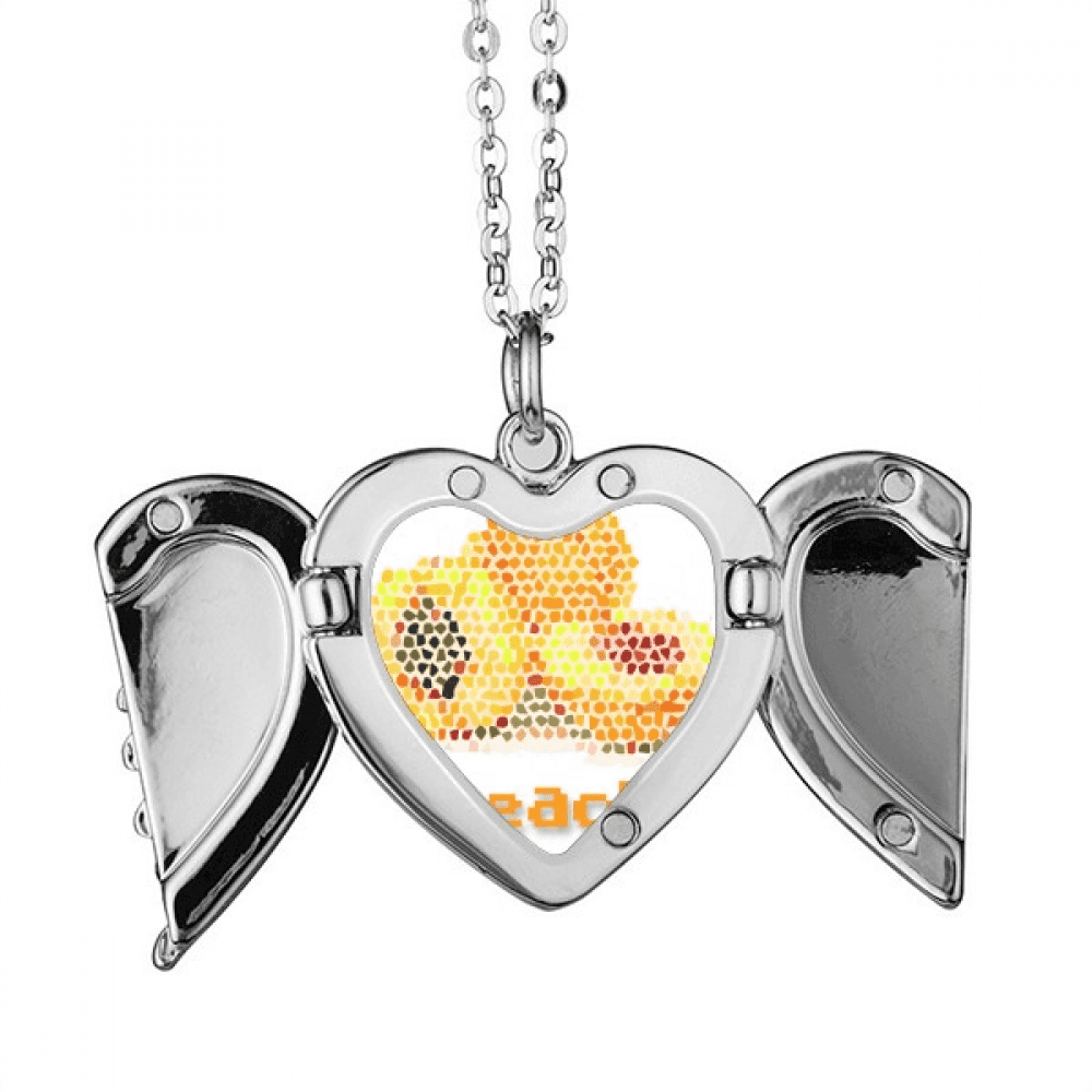 peach mosaic tile meat art deco fashion angel wings necklpendant ...