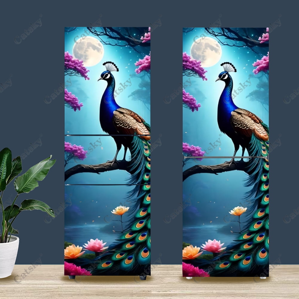 peacock animal Refrigerator Sticker Home r Kitchen Mural DIY Wall ...