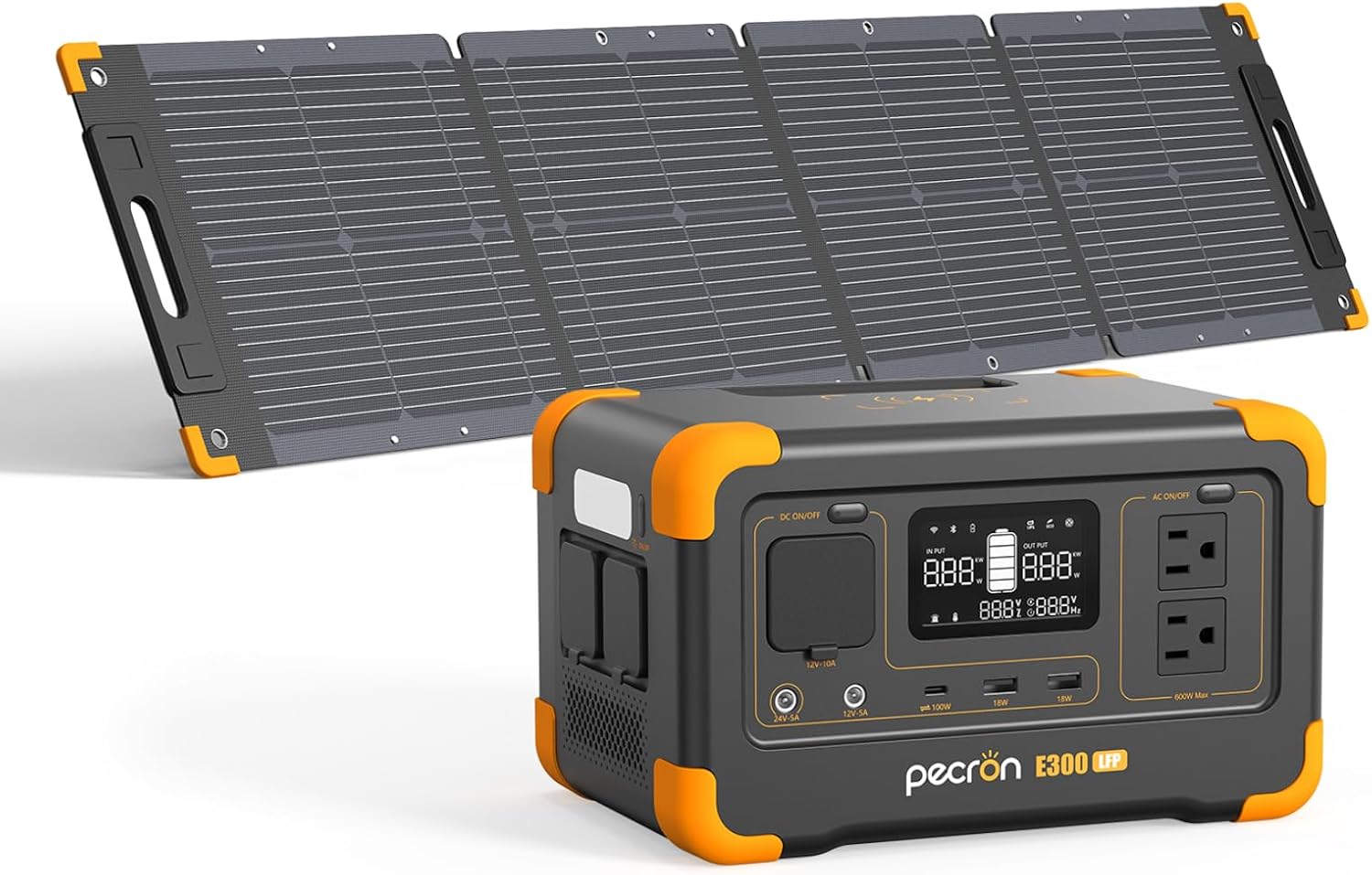pecron Power Station E300LFP 288Wh Solar Generator with 100W Solar ...